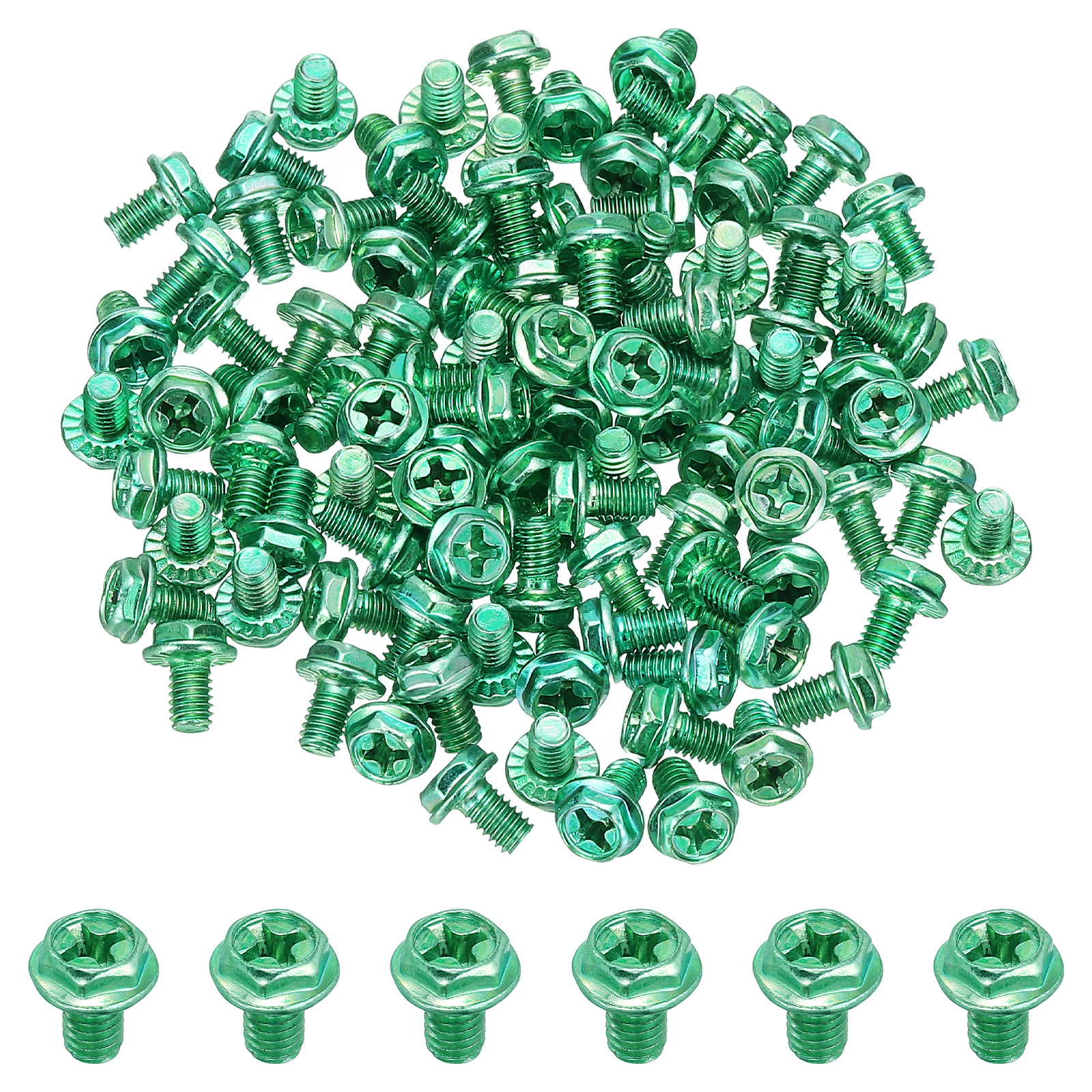 Uxcell M4 x 6mm Thread Ground Screws, 100 Pack Hex Phillips Head ...