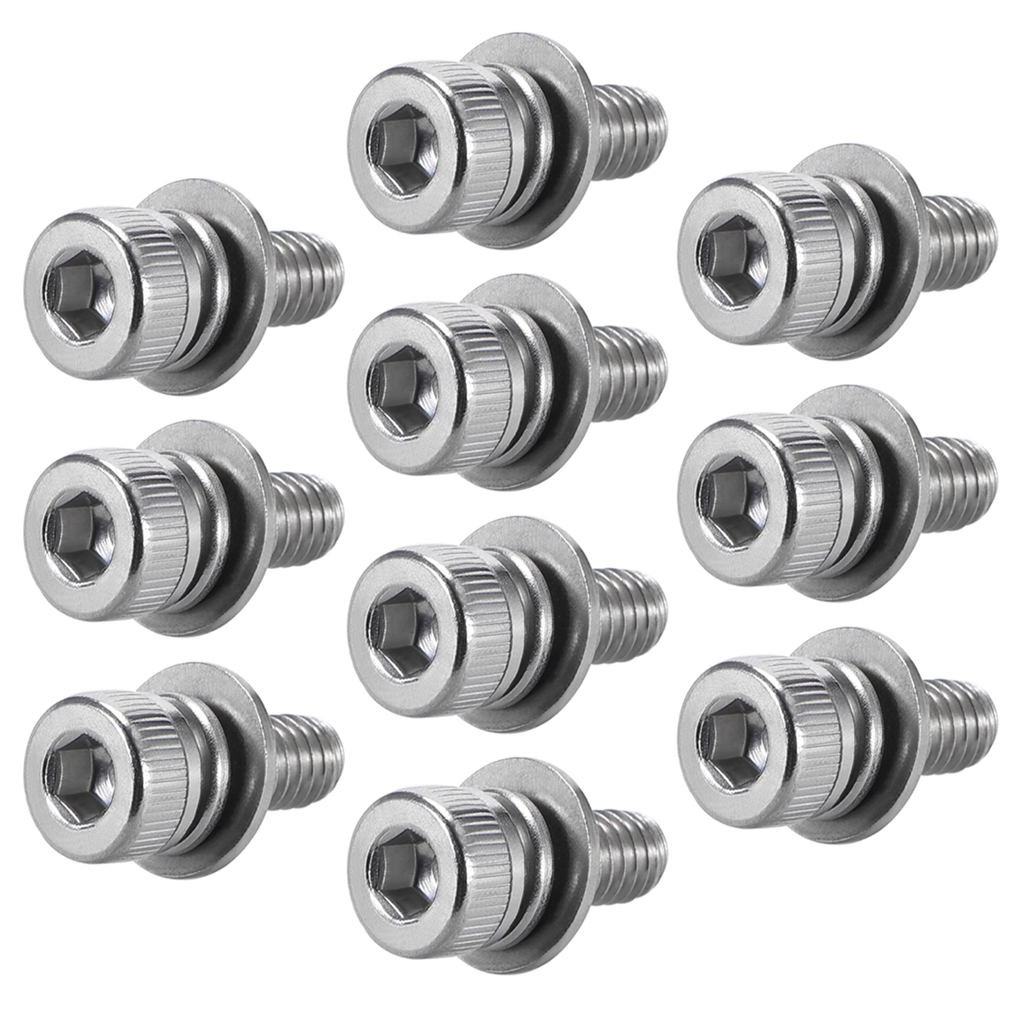 Uxcell M4x0.39'' Hex Socket Head Cap Screws Bolts Combine Stainless ...