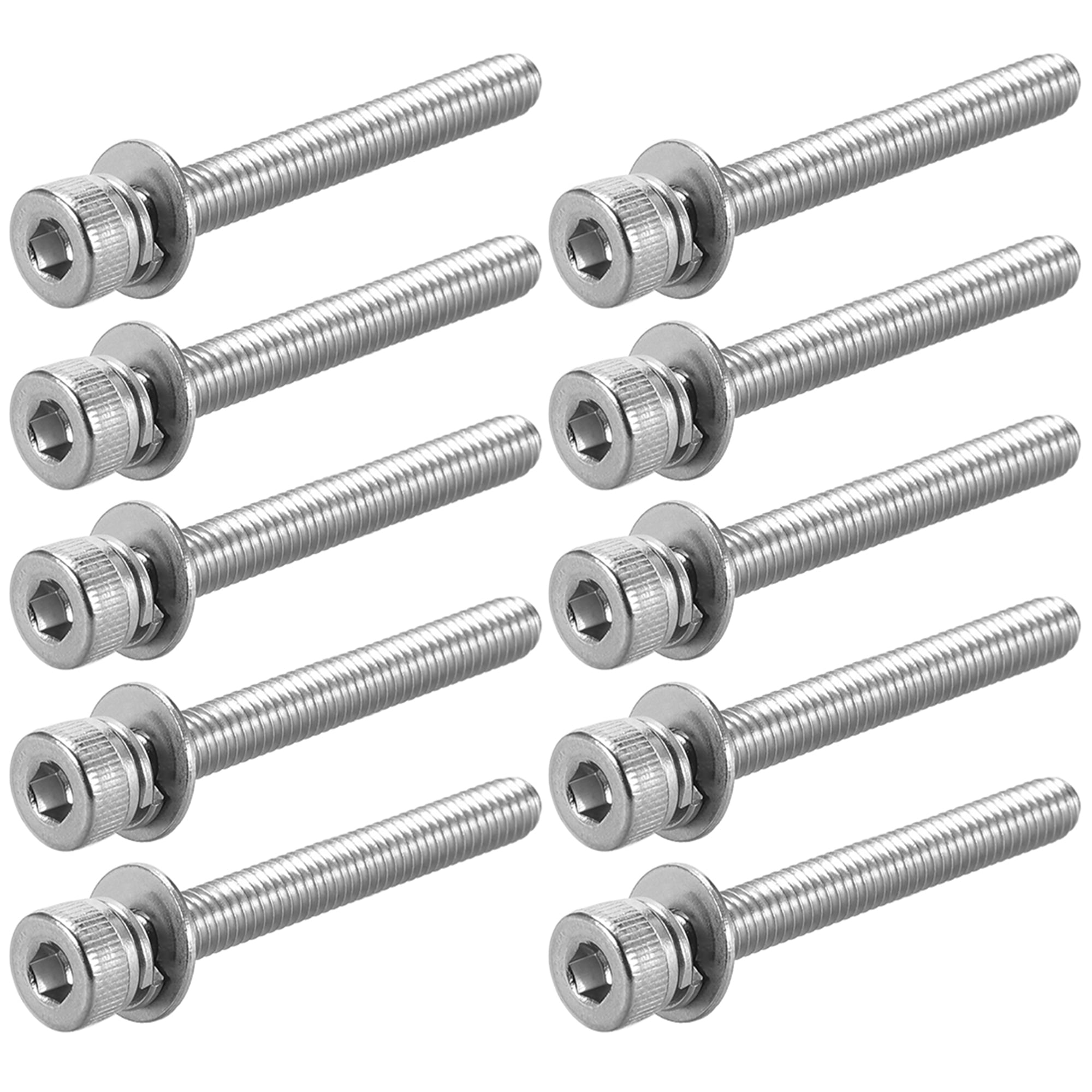Uxcell M4x1.57'' Hex Socket Head Cap Screws Bolts Combine Stainless ...