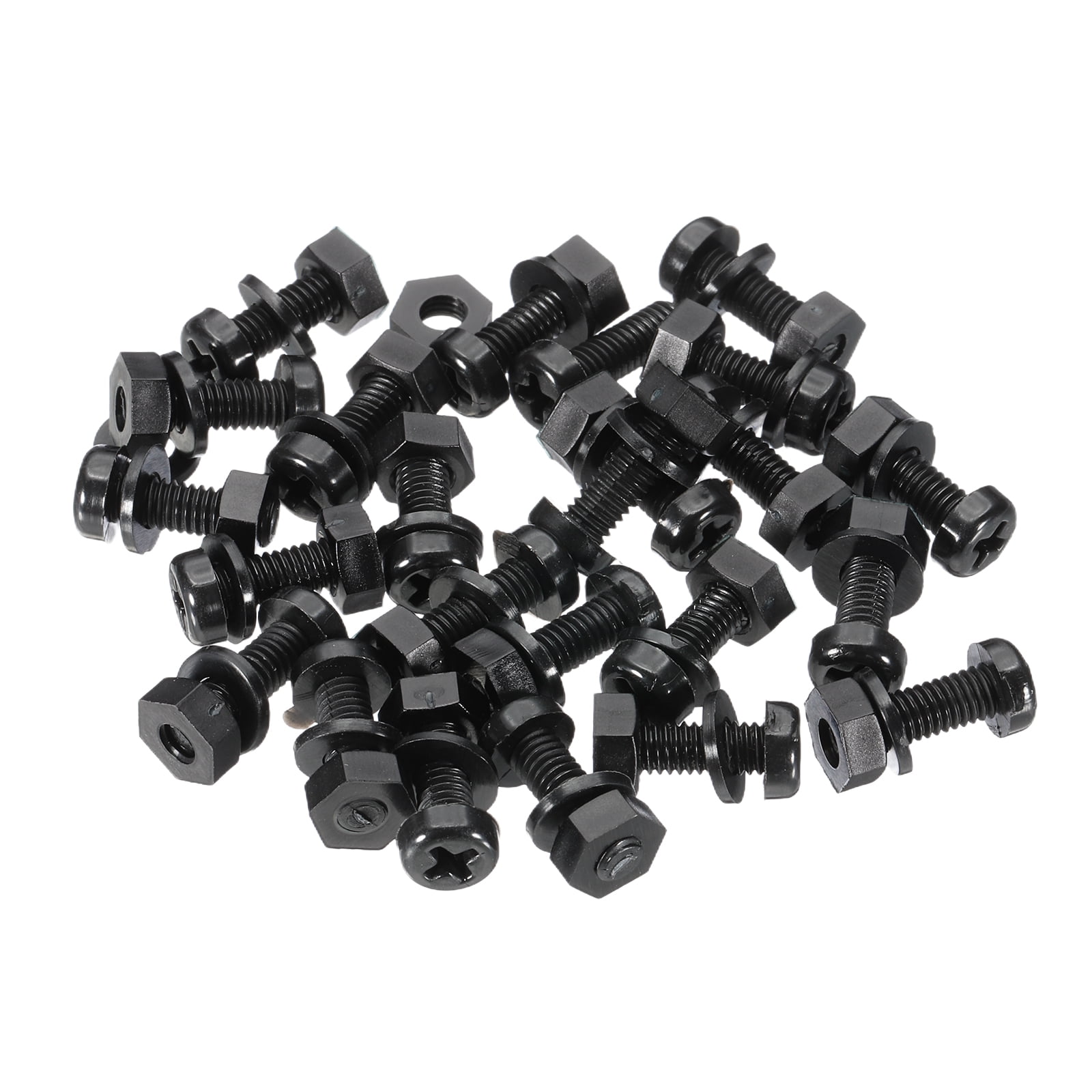Uxcell M4x10mm Black Nylon Bolts Plastic Nuts Full Thread Head Screws ...