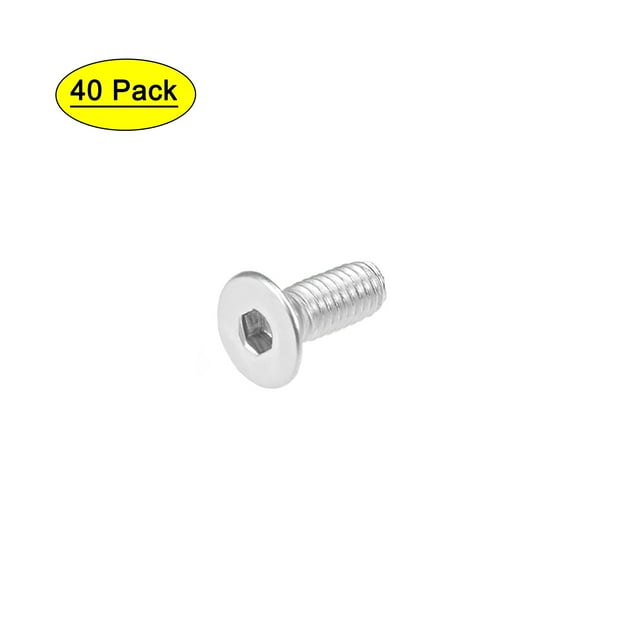 Uxcell M4x10mm Flat Head Machine Screws Inner Hex Screw 304 Stainless Steel Fasteners Bolts 40 ...