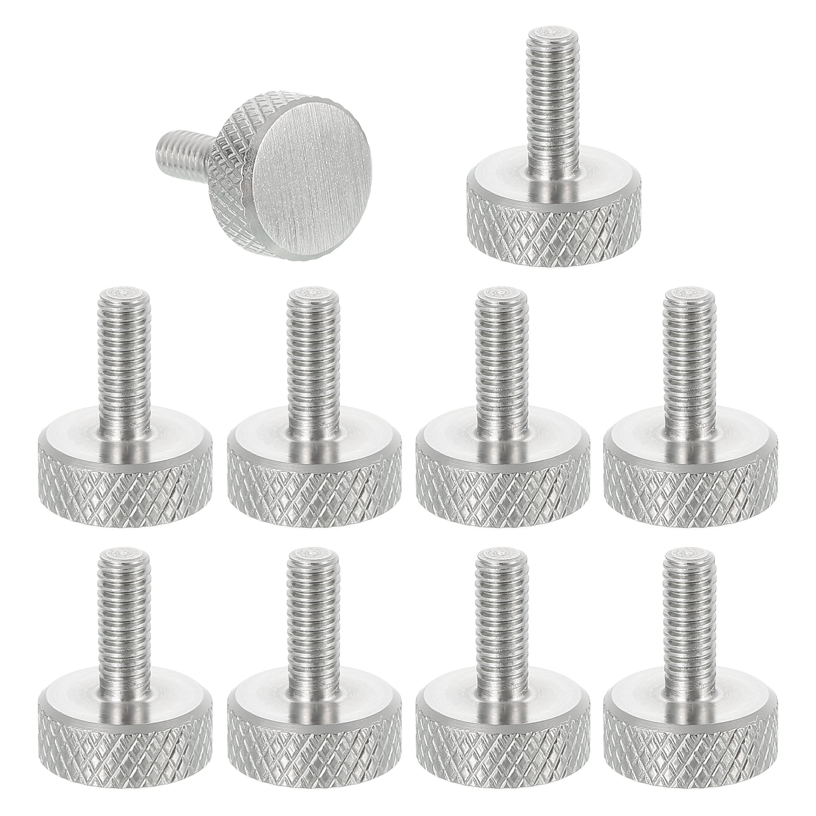 Uxcell M4x10mm Knurled Thumb Screws, 304 Stainless Steel Flat Head Thumb Screws Metric Diamond ...