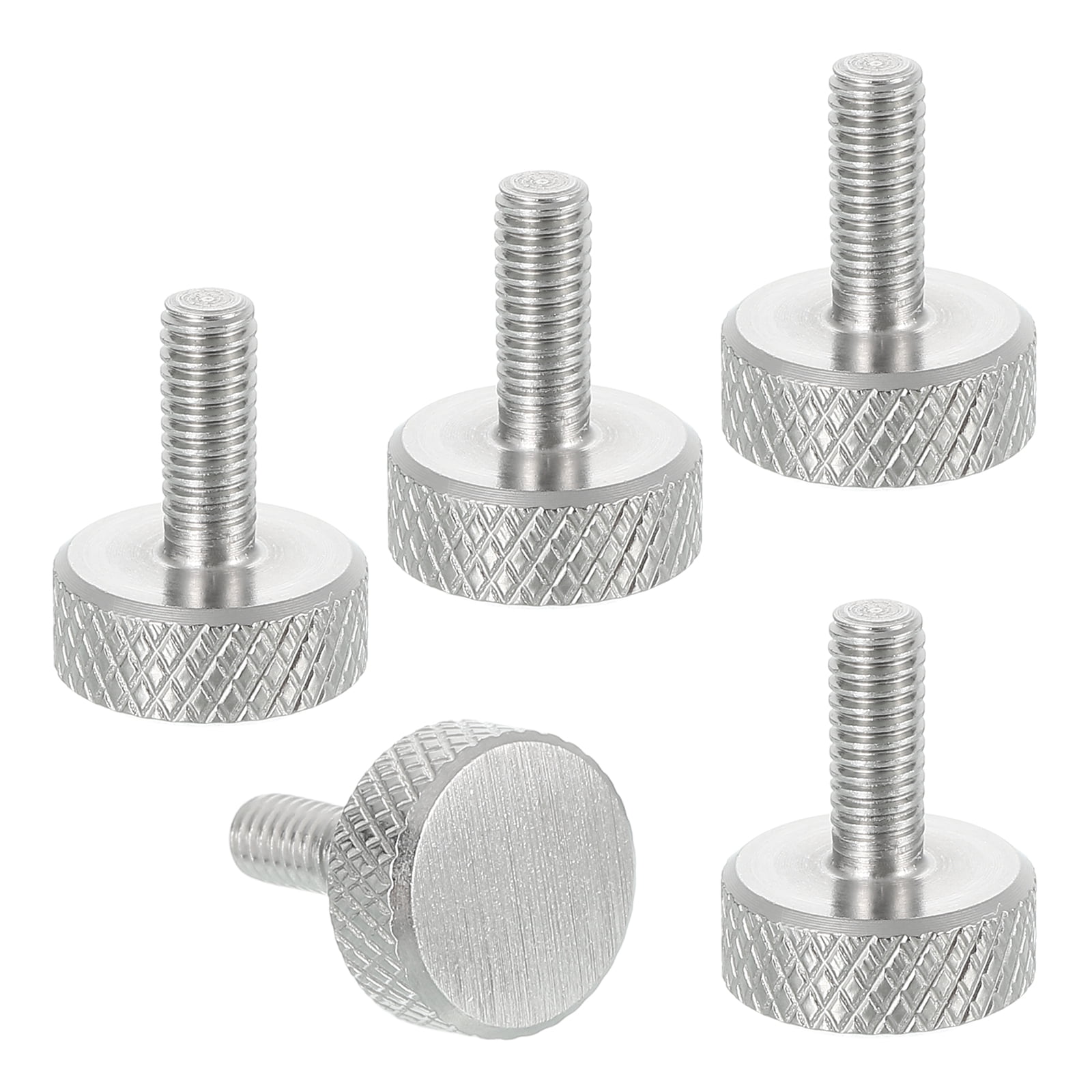 Uxcell M4x10mm Knurled Thumb Screws, 304 Stainless Steel Flat Head Thumb Screws Metric Diamond ...