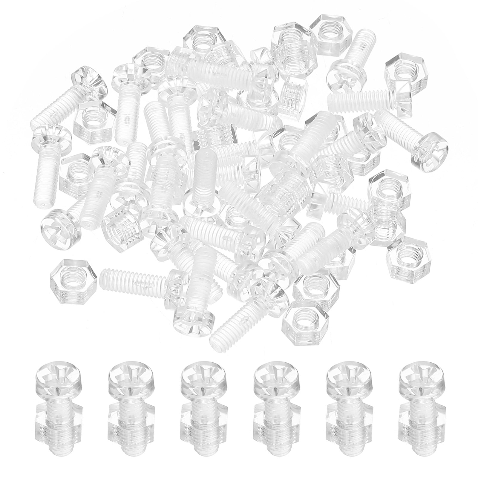 Uxcell M4x12mm Clear Acrylic Screws and Hex Nuts Kit, PC Plastic ...