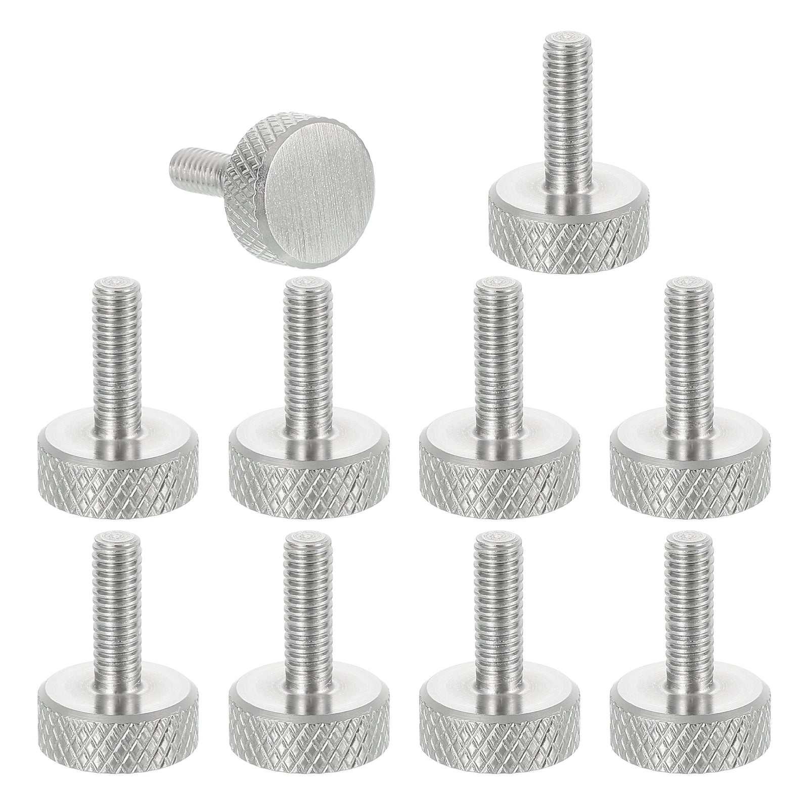 Uxcell M4x12mm Knurled Thumb Screws, 304 Stainless Steel Flat Head Thumb Screws Metric Diamond ...