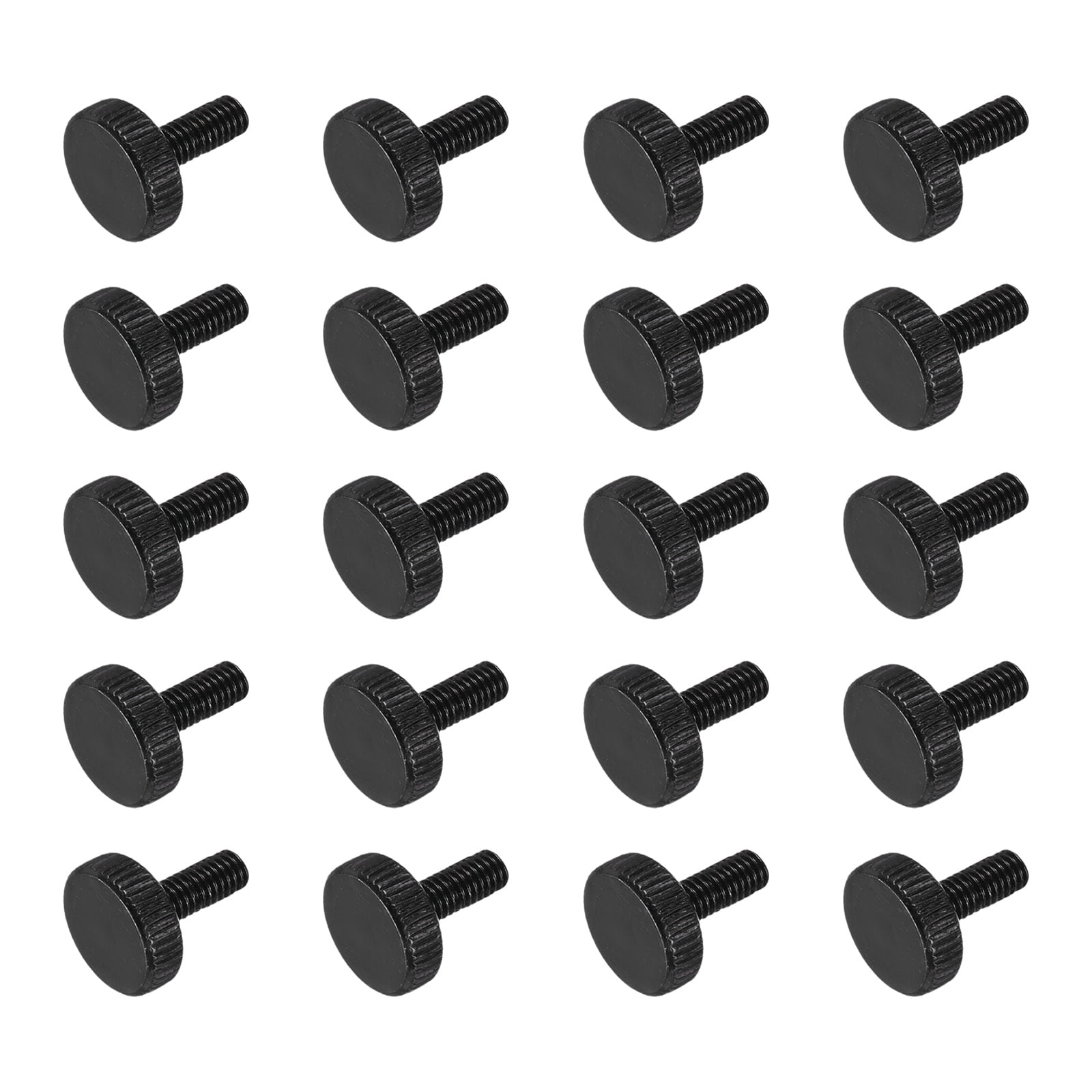 Uxcell M4x12mm Knurled Thumb Screws, Black Steel Flat Head Thumb Screws Zinc Plated Metric ...
