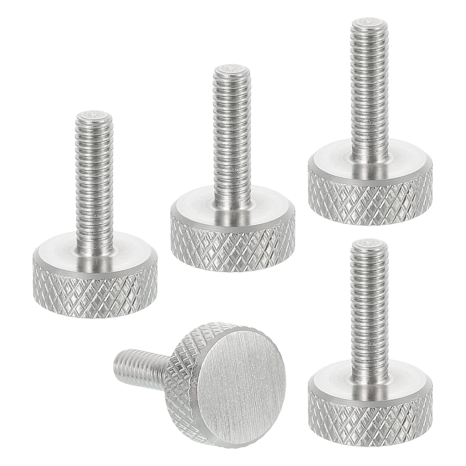 Uxcell M4x14mm Knurled Thumb Screws, 304 Stainless Steel Flat Head Thumb Screws Metric Diamond ...