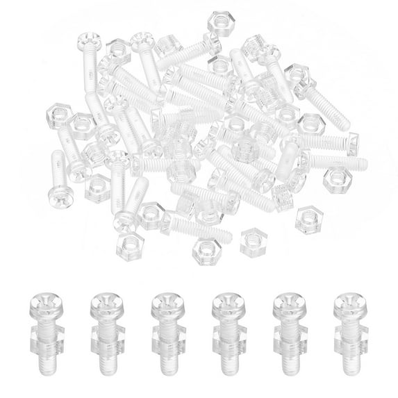 Uxcell M4x16mm Clear Acrylic Screws and Hex Nuts Kit, PC Plastic ...