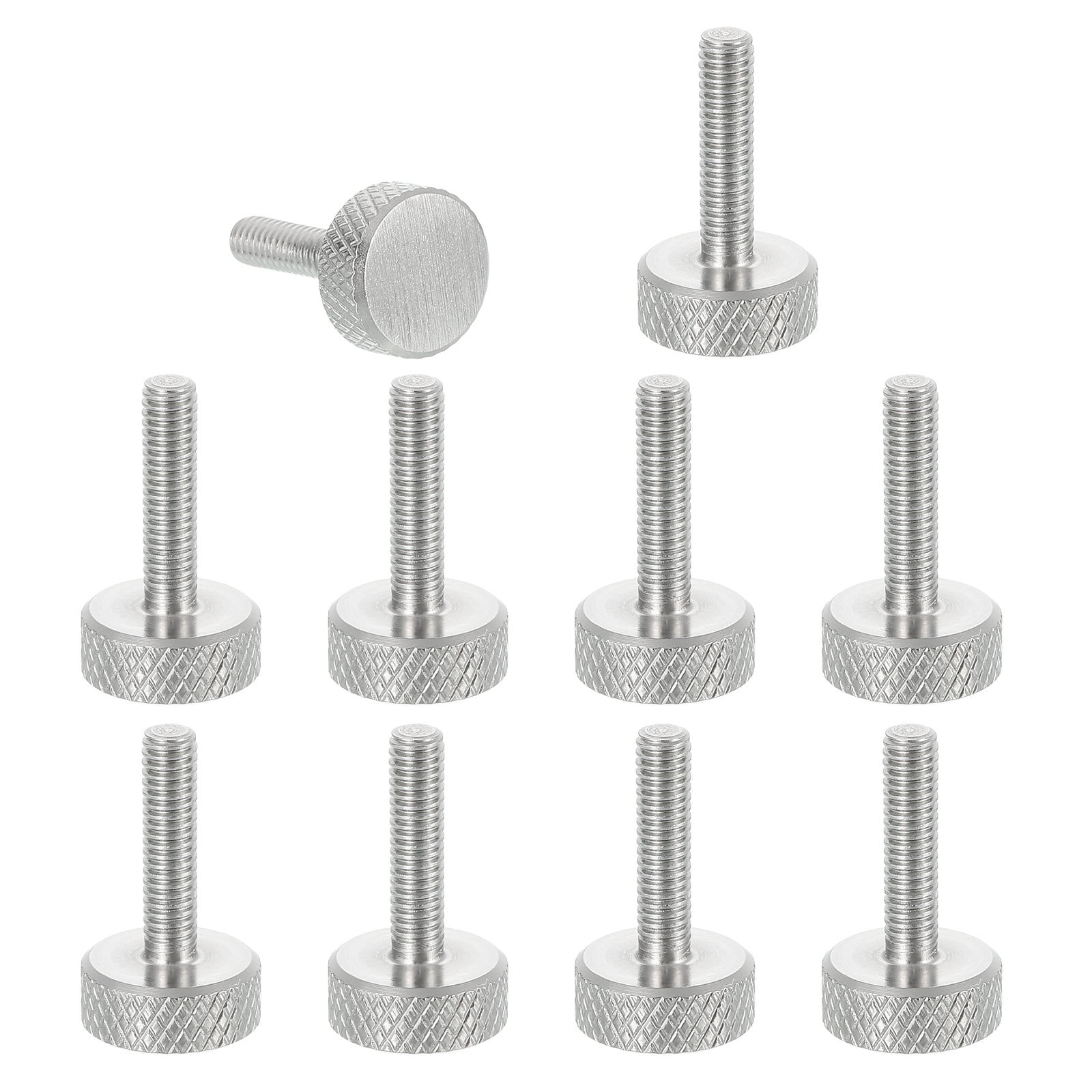 Uxcell M4x16mm Knurled Thumb Screws, 304 Stainless Steel Flat Head Thumb Screws Metric Diamond ...