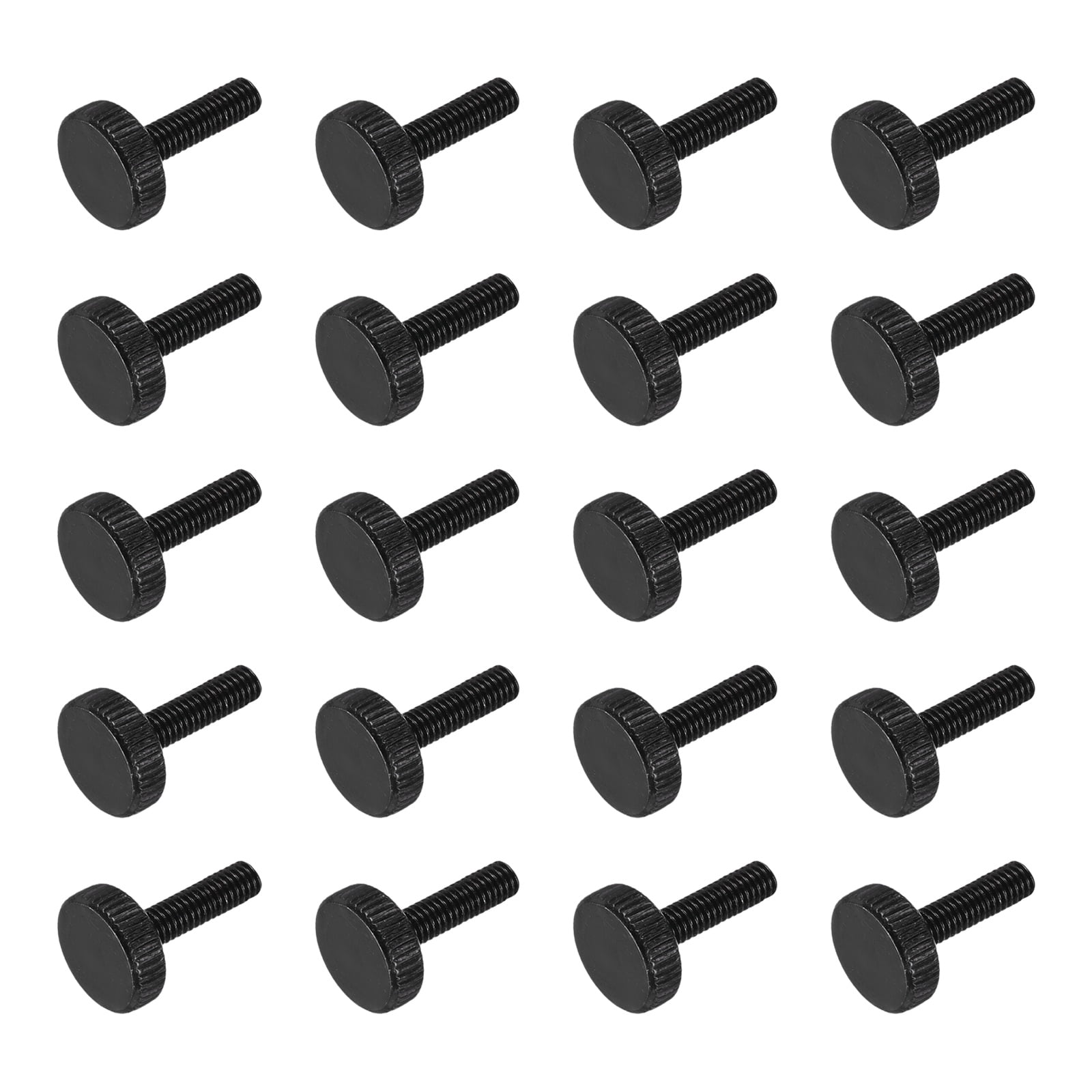 Uxcell M4x16mm Knurled Thumb Screws, Black Steel Flat Head Thumb Screws ...