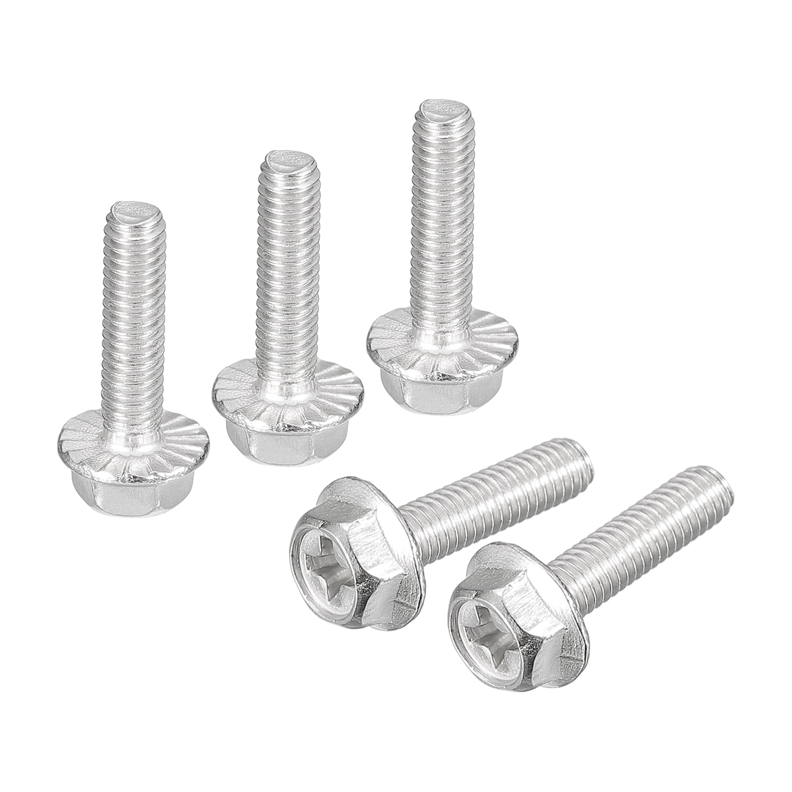 Uxcell M4x16mm Phillips Hex Head Flange Bolts, 30 Pack 304 Stainless ...