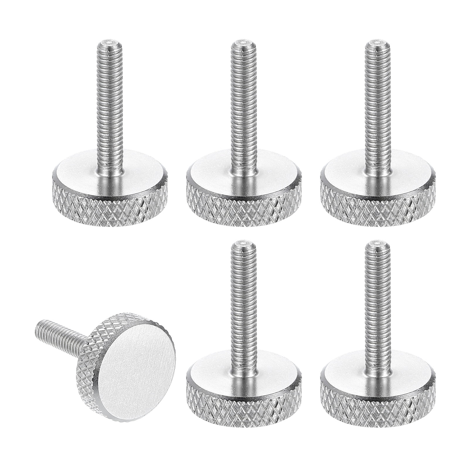 Uxcell M4x20mm Knurled Thumb Screws, 304 Stainless Steel Flat Head Thumb Screws Metric Diamond ...