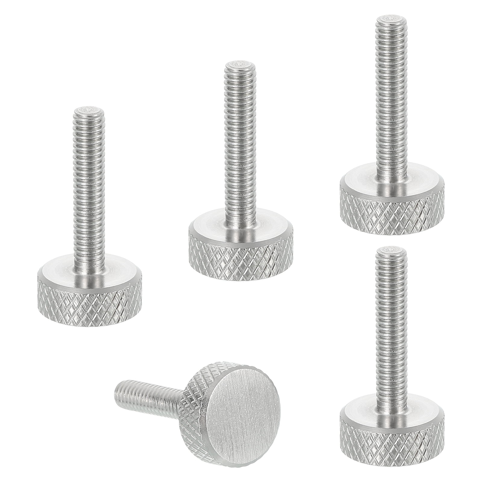 Uxcell M4x20mm Knurled Thumb Screws, 304 Stainless Steel Flat Head Thumb Screws Metric Diamond ...