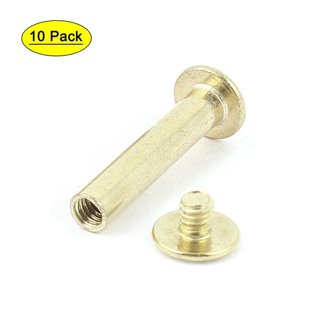Uxcell M4x25mm Brass Plated Binding Chicago Screw Post for Album ...