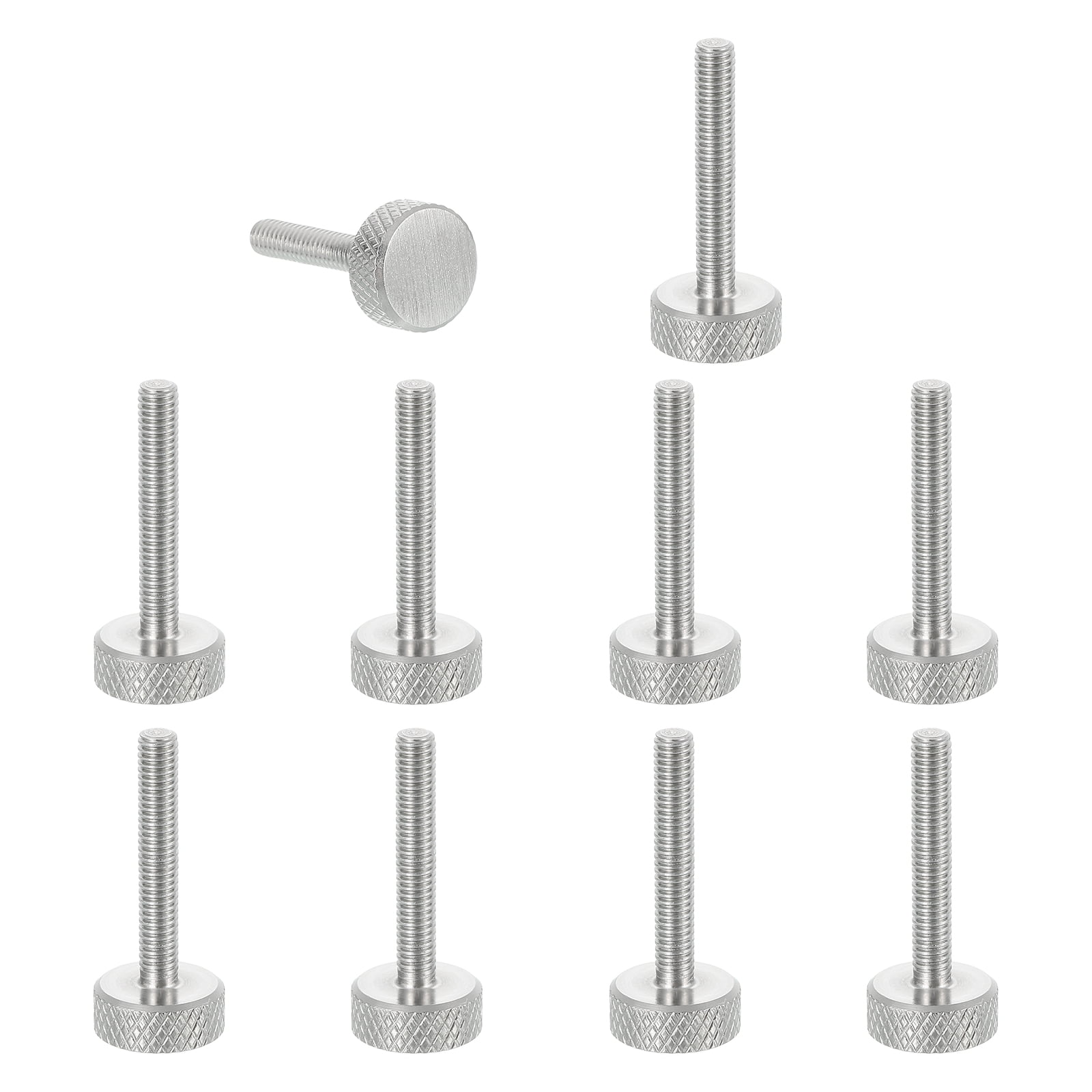Uxcell M4x25mm Knurled Thumb Screws, 304 Stainless Steel Flat Head Thumb Screws Metric Diamond ...