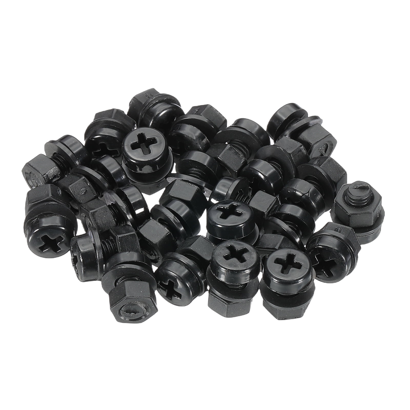 Uxcell M5x8mm Black Nylon Bolts Plastic Nuts Full Thread Head Screws ...