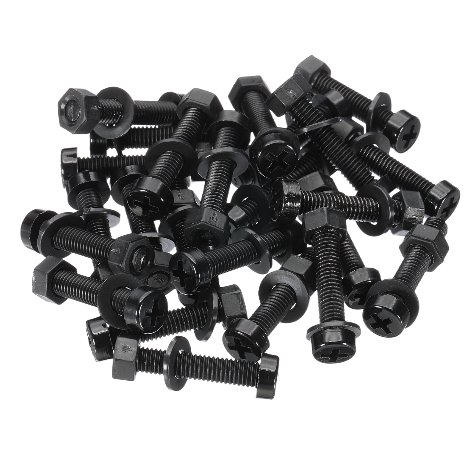 Uxcell M5x25mm Black Nylon Bolts Plastic Nuts Full Thread Head Screws ...