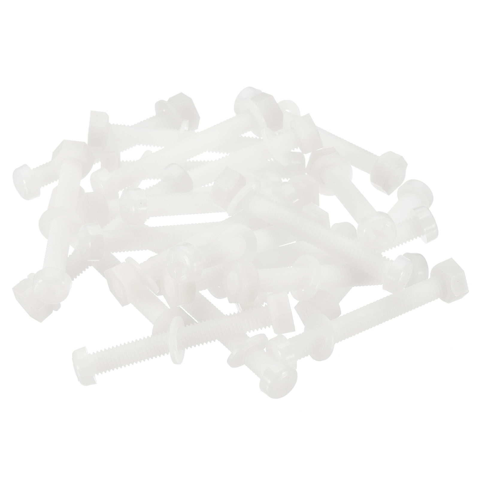 Uxcell M4x25mm White Nylon Bolts Plastic Nuts Full Thread Head Screws ...