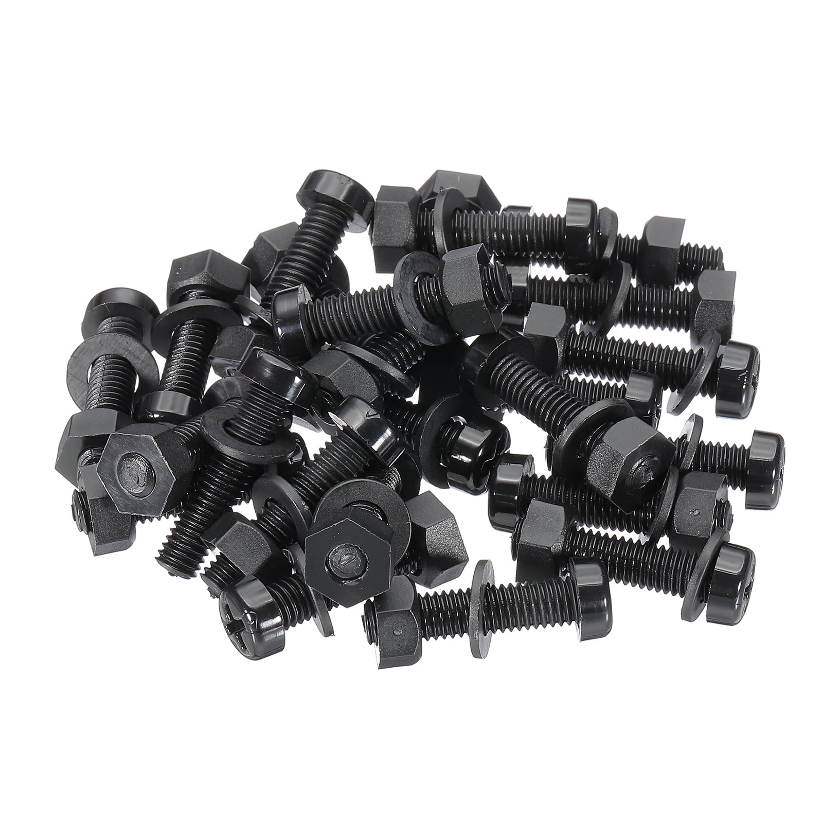 Uxcell M6x25mm Black Nylon Bolts Plastic Nuts Full Thread Head Screws ...