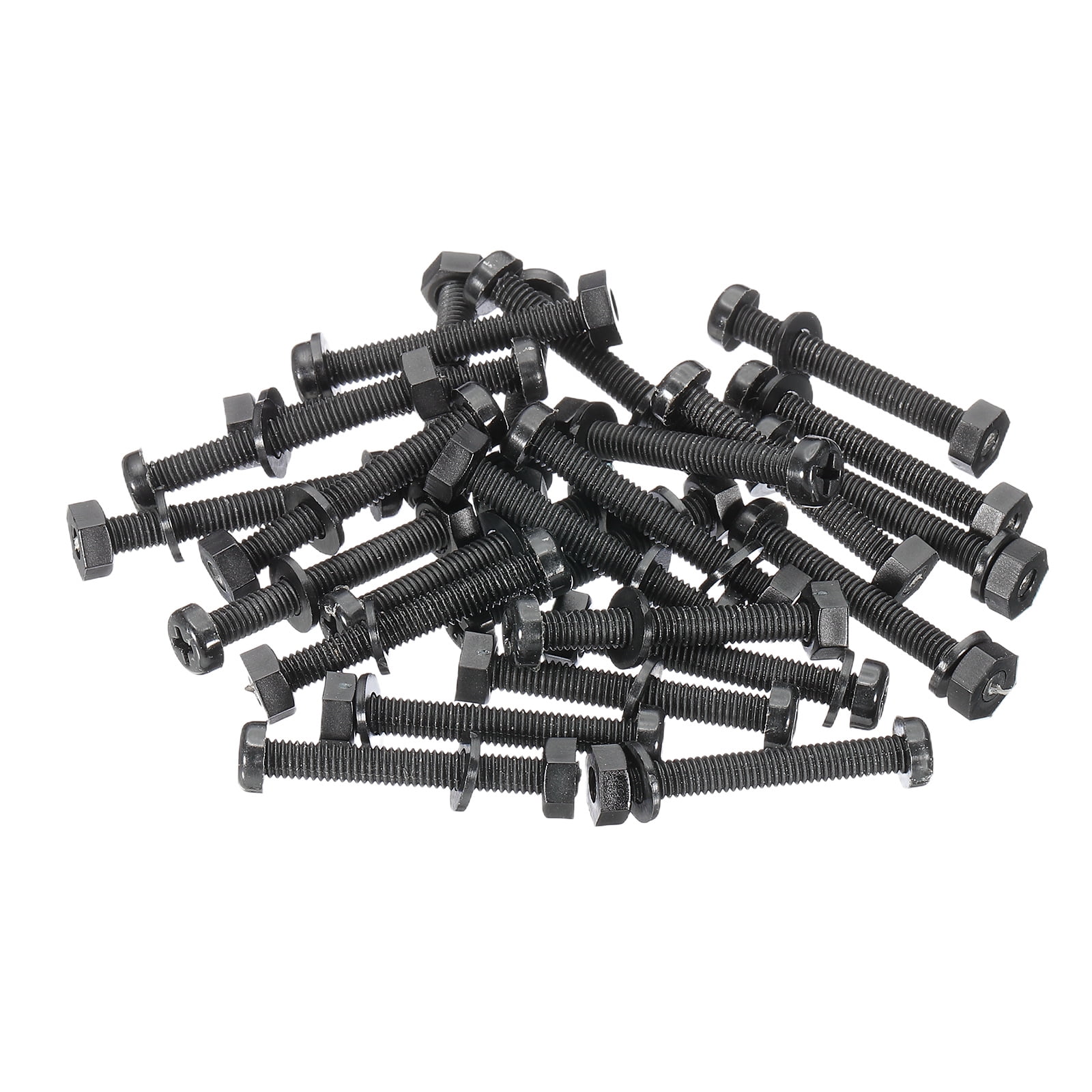 Uxcell M4x30mm Black Nylon Bolts Plastic Nuts Full Thread Head Screws ...