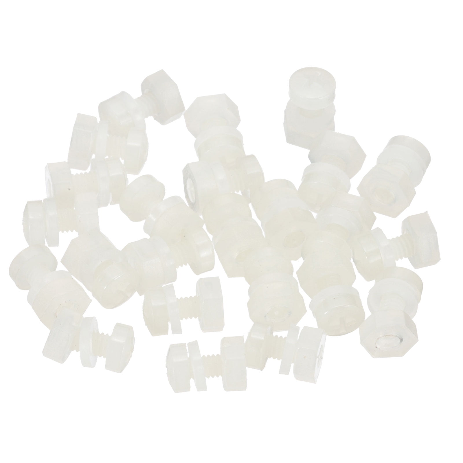Uxcell M2.5x5mm White Nylon Bolts Plastic Nuts Full Thread Head Screws ...