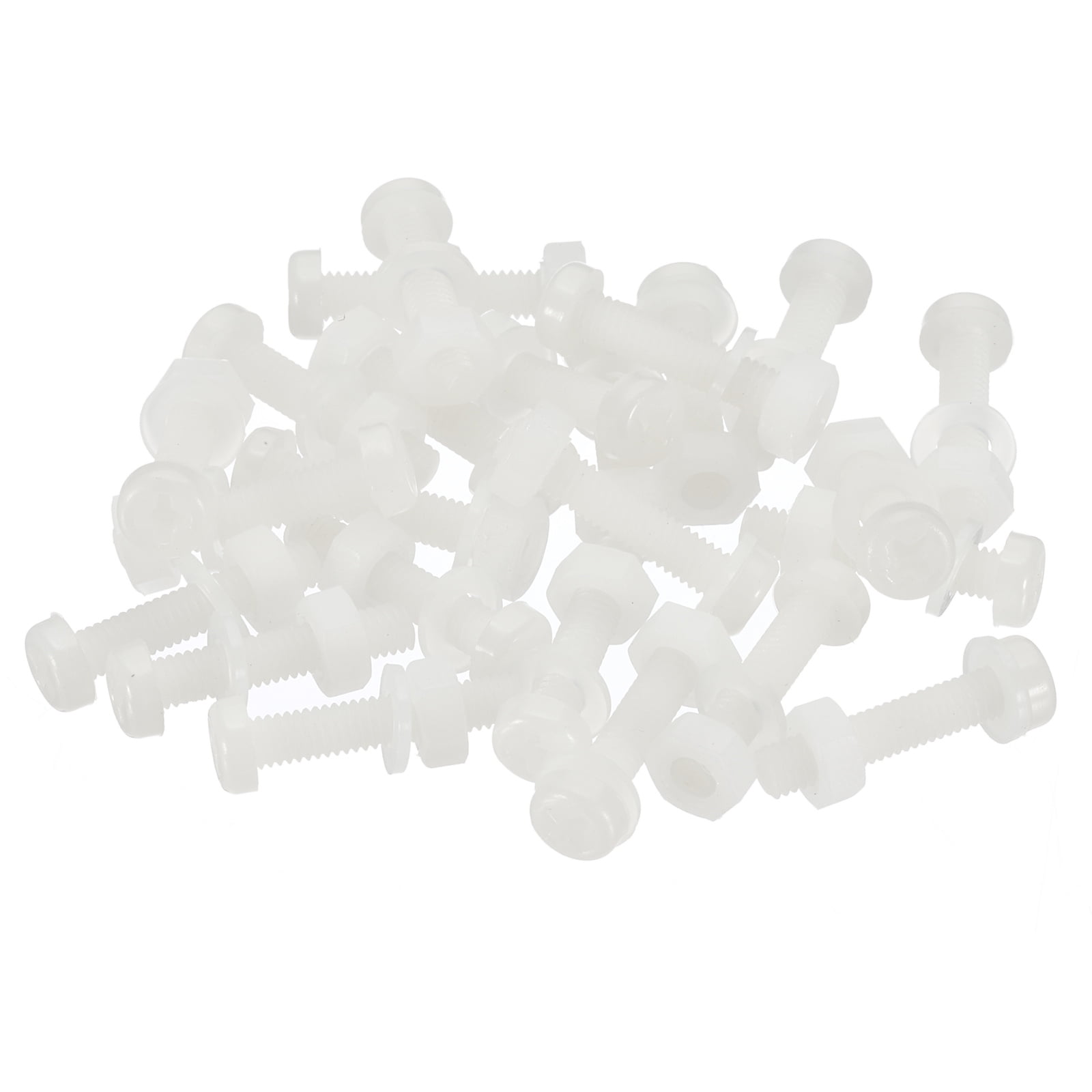 Uxcell M4x20mm White Nylon Bolts Plastic Nuts Full Thread Head Screws ...