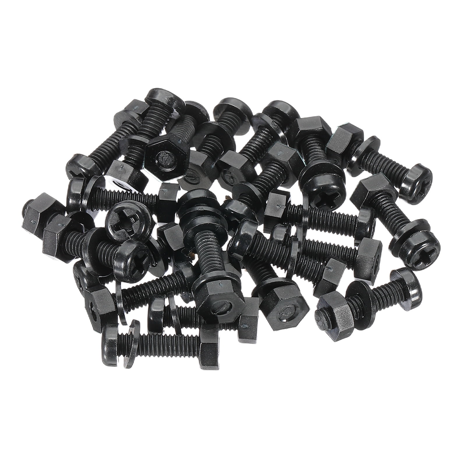 Uxcell M4x15mm Black Nylon Bolts Plastic Nuts Full Thread Head Screws ...