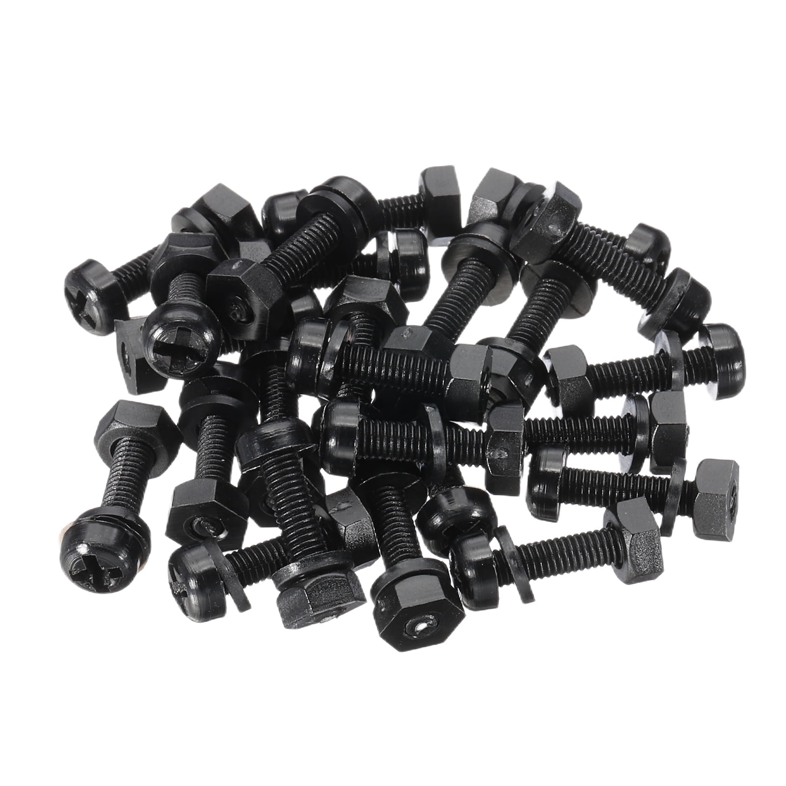 Uxcell M3x12mm Black Nylon Bolts Plastic Nuts Full Thread Head Screws ...