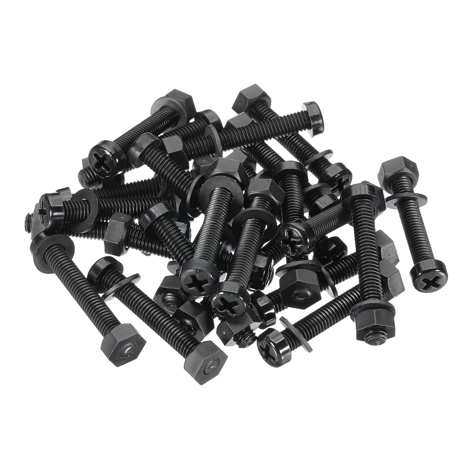 Uxcell M6x40mm Black Nylon Bolts Plastic Nuts Full Thread Head Screws ...