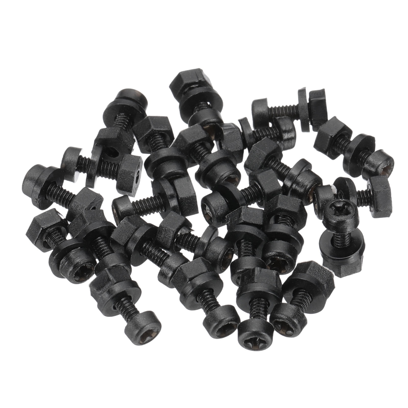 Uxcell M2x6mm Black Nylon Bolts Plastic Nuts Full Thread Head Screws ...
