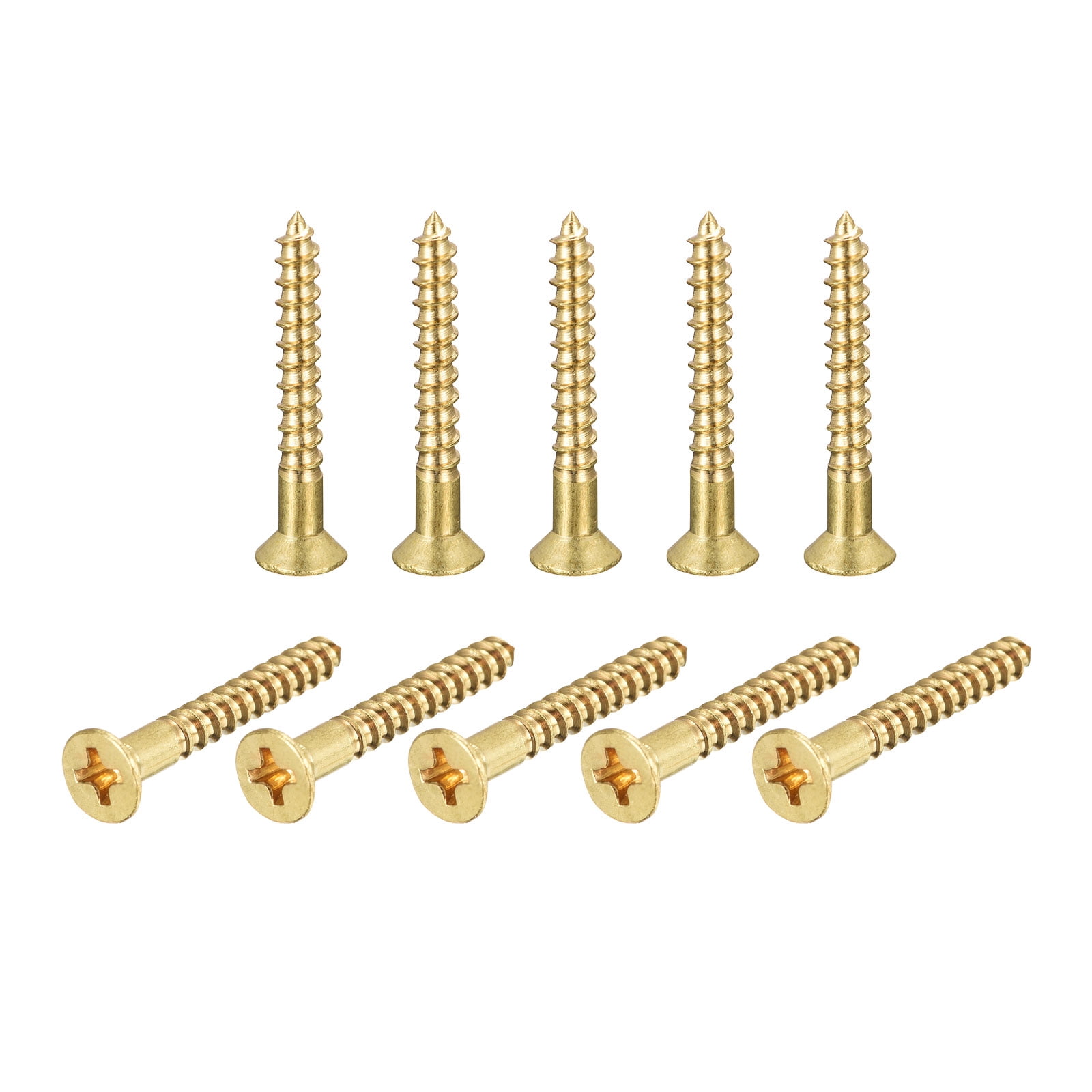 Uxcell M4x30mm Brass Wood Screws, Phillips Flat Head Self Tapping ...