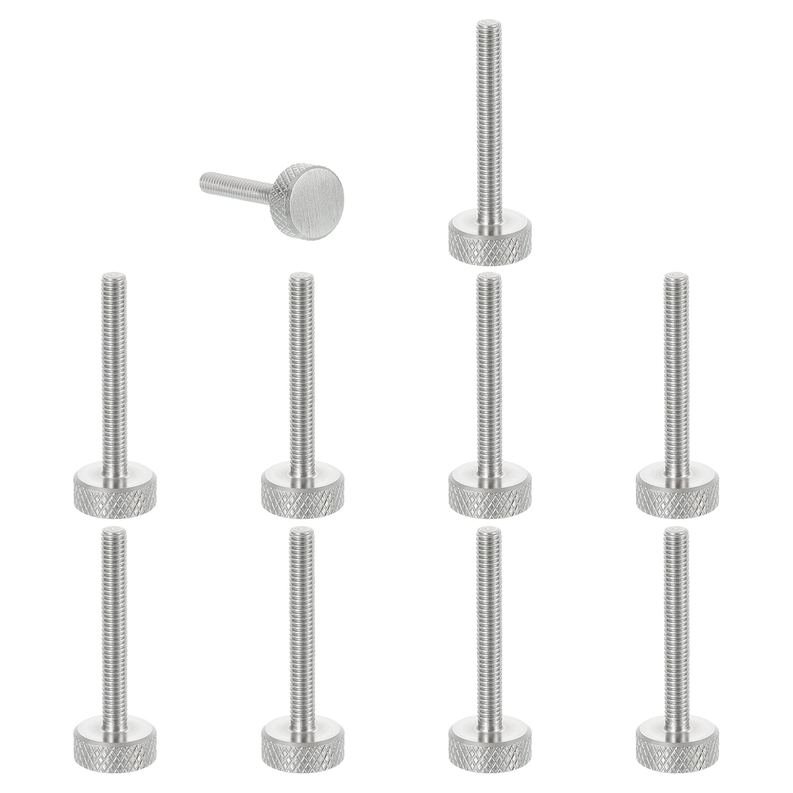 Uxcell M4x30mm Knurled Thumb Screws, 304 Stainless Steel Flat Head Thumb Screws Metric Diamond ...