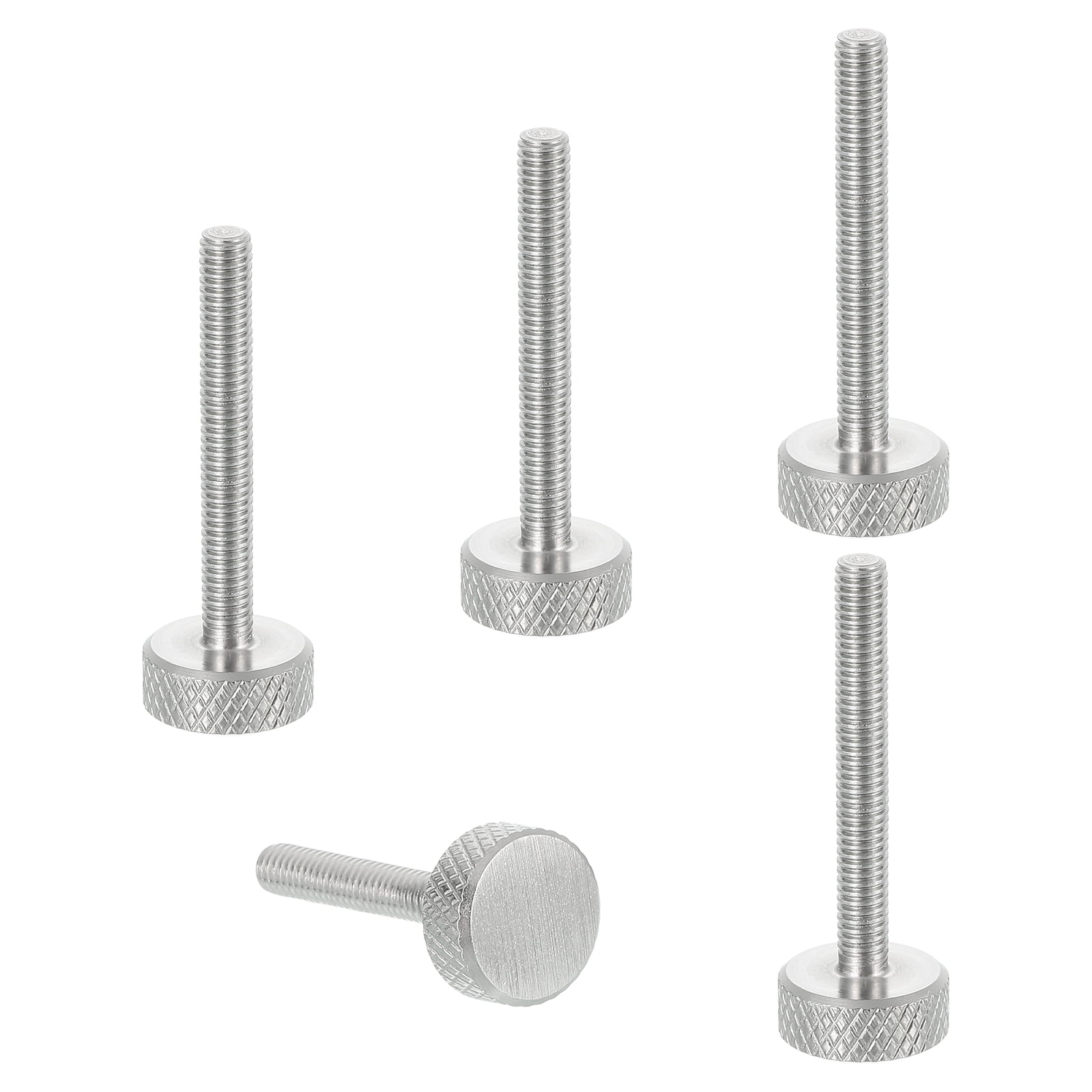 Uxcell M4x30mm Knurled Thumb Screws, 304 Stainless Steel Flat Head Thumb Screws Metric Diamond ...