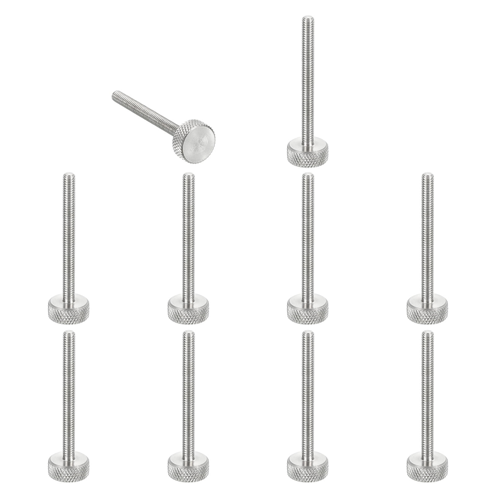 Uxcell M4x40mm Knurled Thumb Screws, 304 Stainless Steel Flat Head Thumb Screws Metric Diamond ...