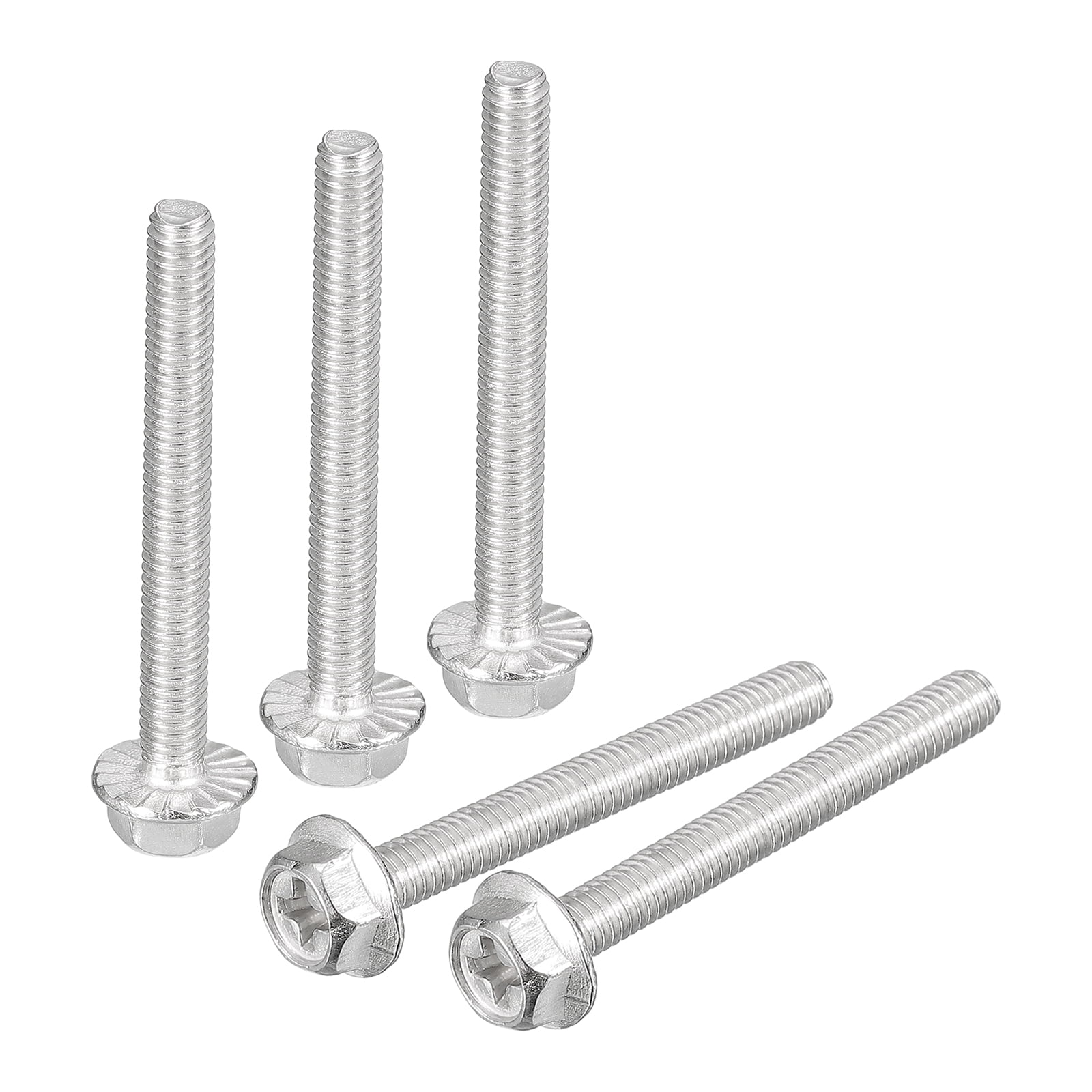 Uxcell M4x40mm Phillips Hex Head Flange Bolts, 10 Pack 304 Stainless ...