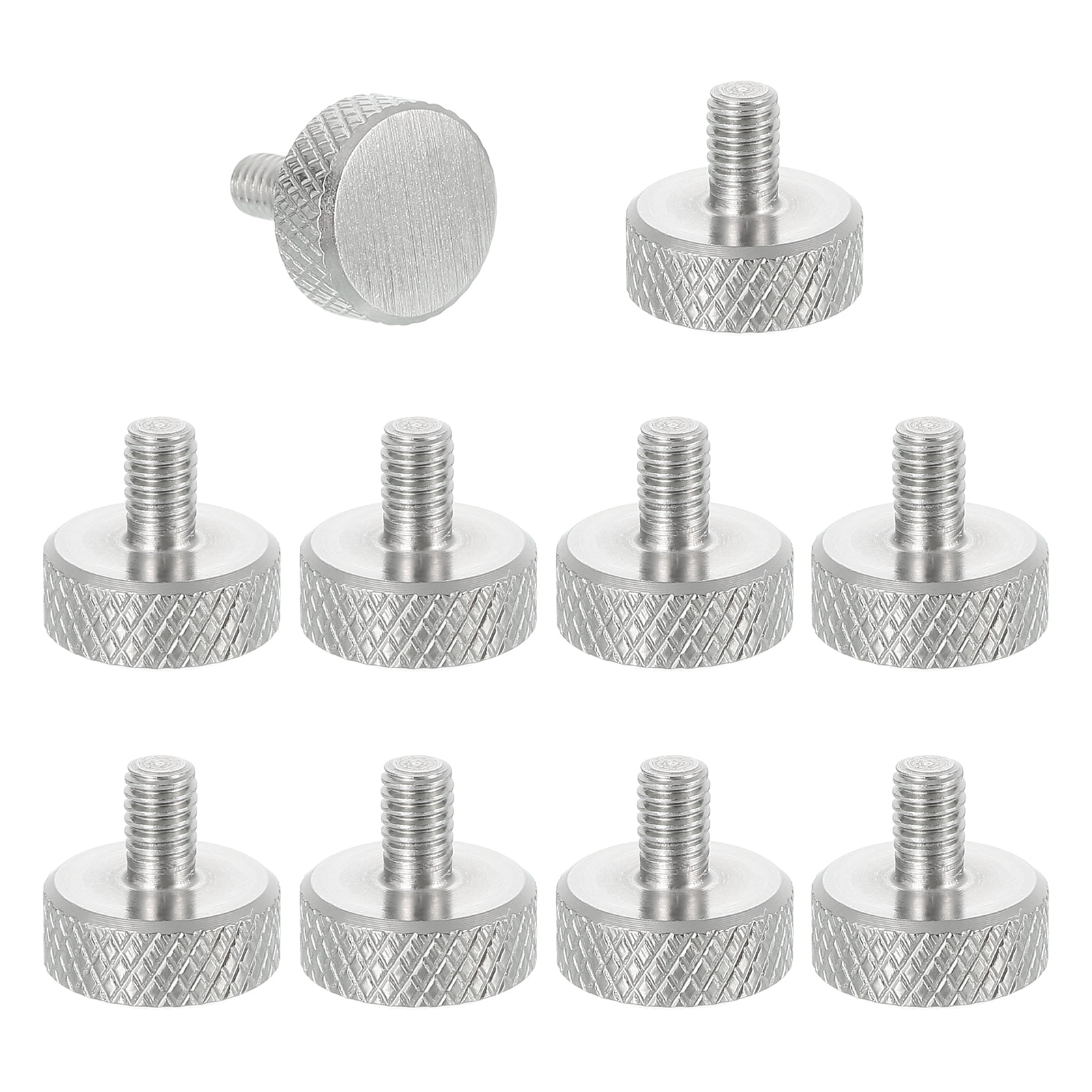 Uxcell M4x5mm Knurled Thumb Screws, 304 Stainless Steel Flat Head Thumb Screws Metric Diamond ...