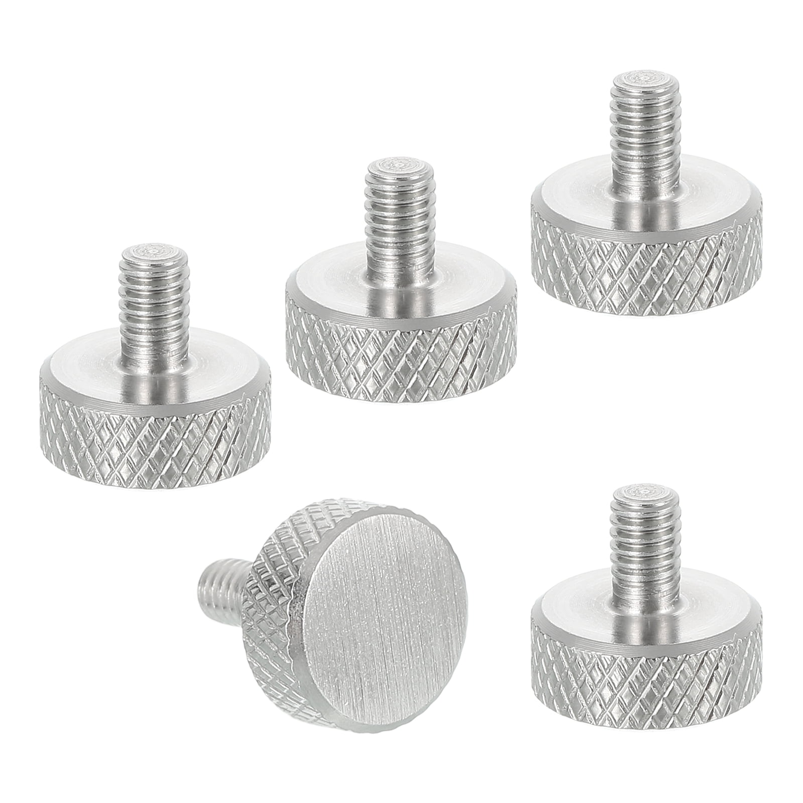 Uxcell M4x5mm Knurled Thumb Screws, 304 Stainless Steel Flat Head Thumb Screws Metric Diamond ...