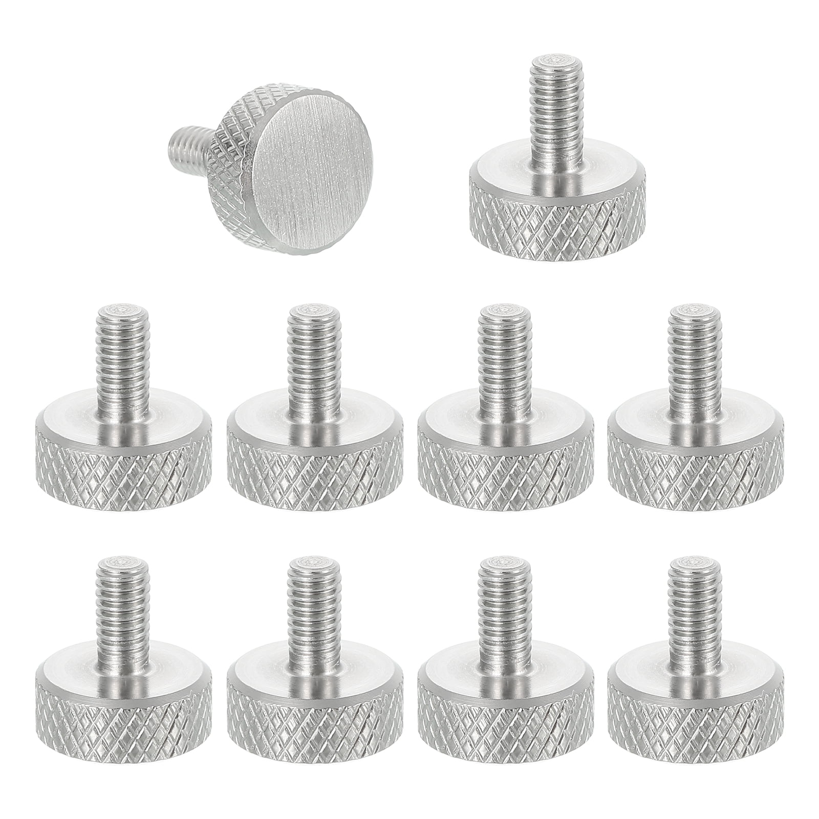 Uxcell M4x6mm Knurled Thumb Screws, 304 Stainless Steel Flat Head Thumb ...