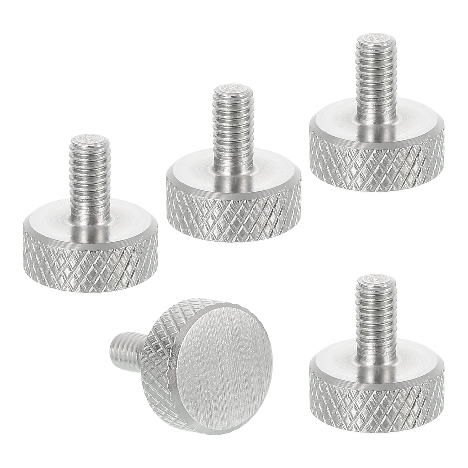 Uxcell M4x6mm Knurled Thumb Screws, 304 Stainless Steel Flat Head Thumb ...