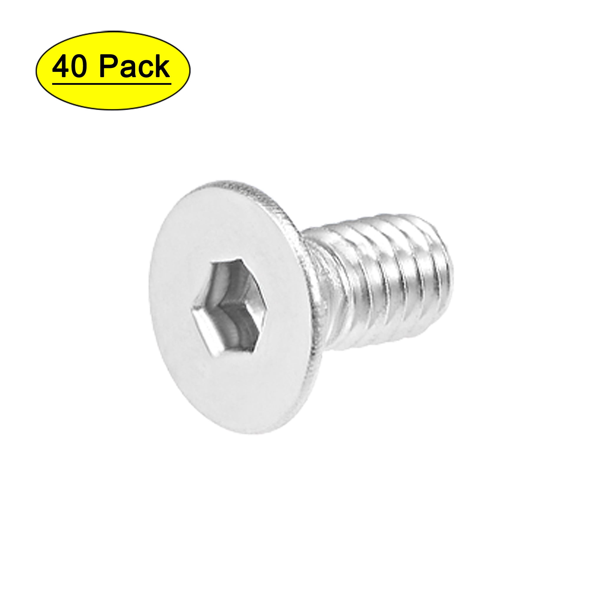 Uxcell M4x8mm Flat Head Machine Screws Inner Hex Screw 304 Stainless Steel Fasteners Bolts 40 ...