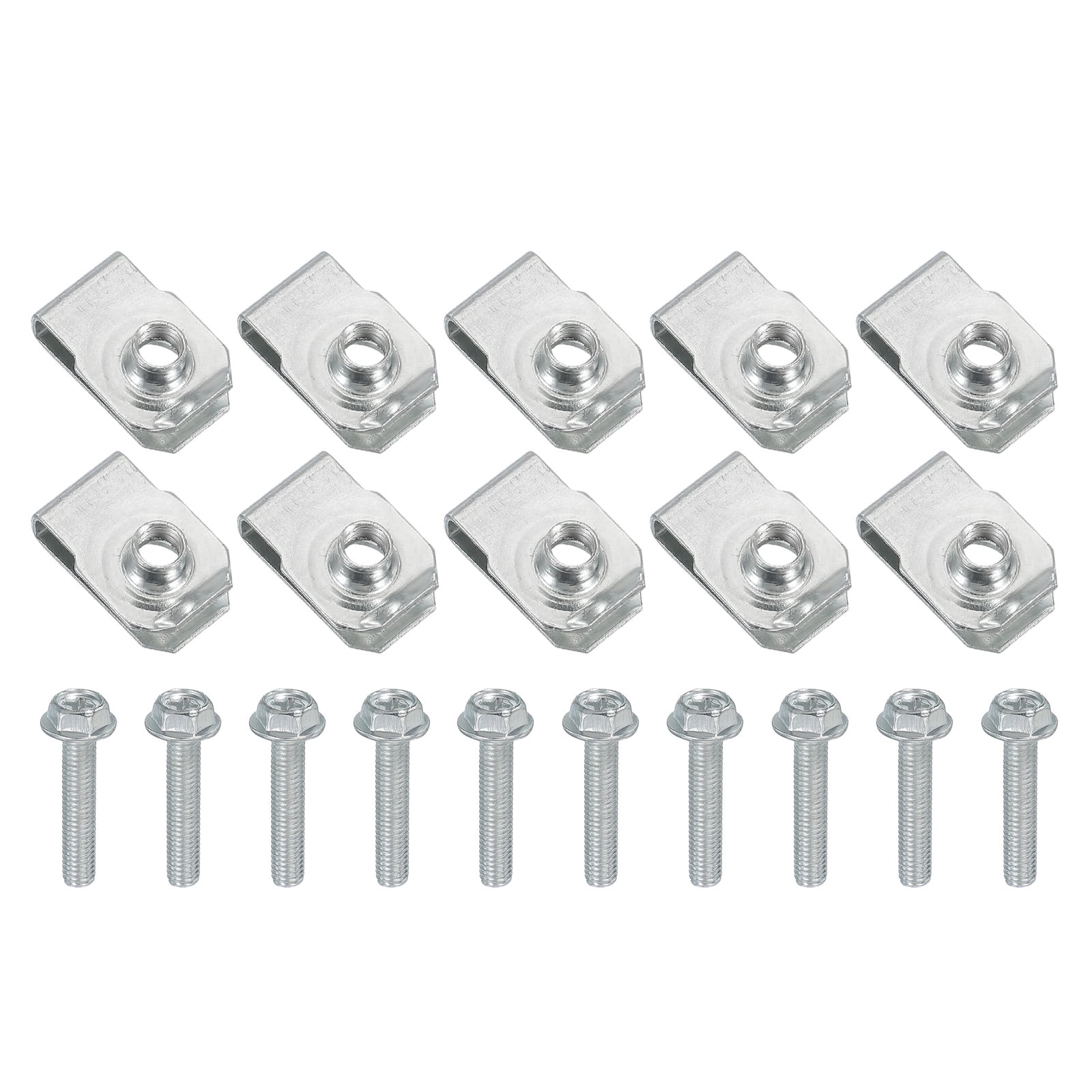 Uxcell Bolt and U-Nut Extruded U Nut & Body Bolt Kit Fasteners Hardware for Automotive Metal ...