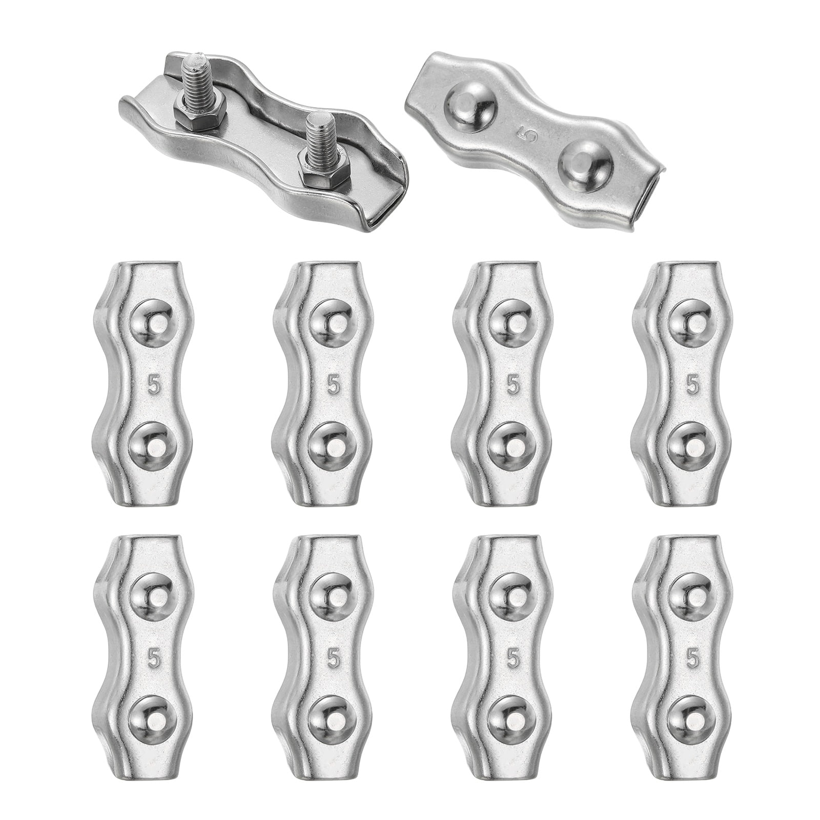 Uxcell M5 304 Stainless Steel Double Wire Rope Clips, Cable Clamp ...