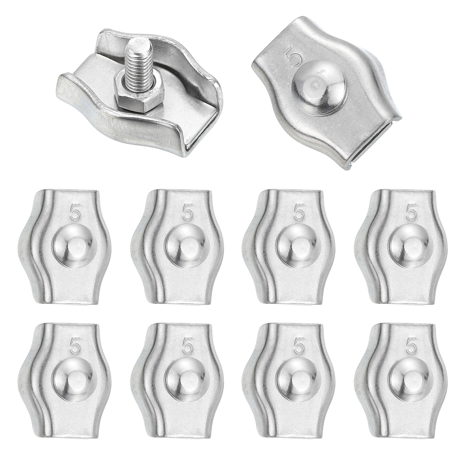Uxcell M5 304 Stainless Steel Single Wire Rope Clips, Cable Clamp ...