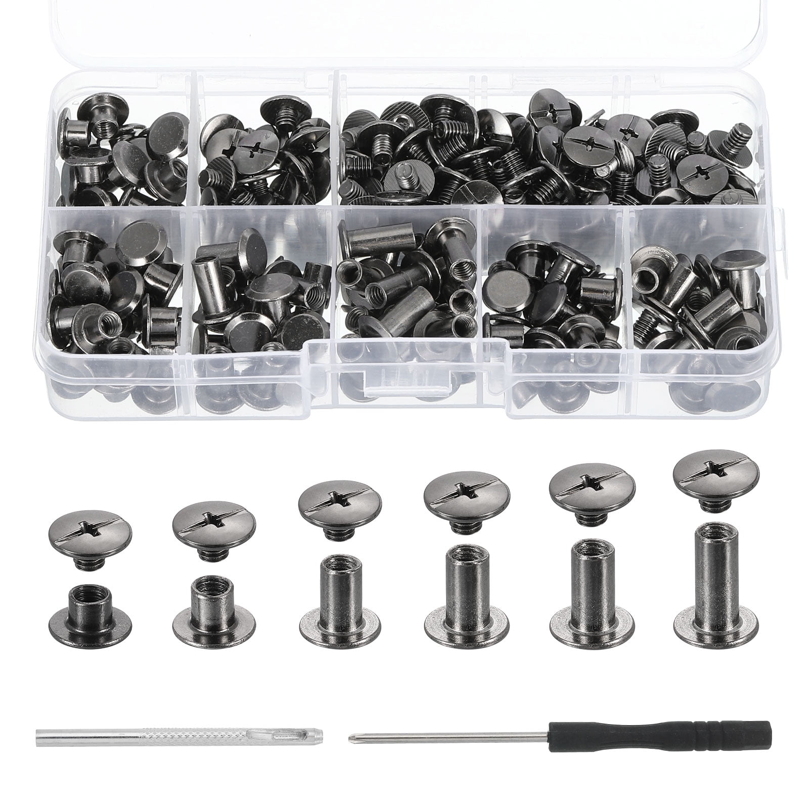 Uxcell M5 Chicago Screw Rivets 110 Sets Metal Binding Screws for ...