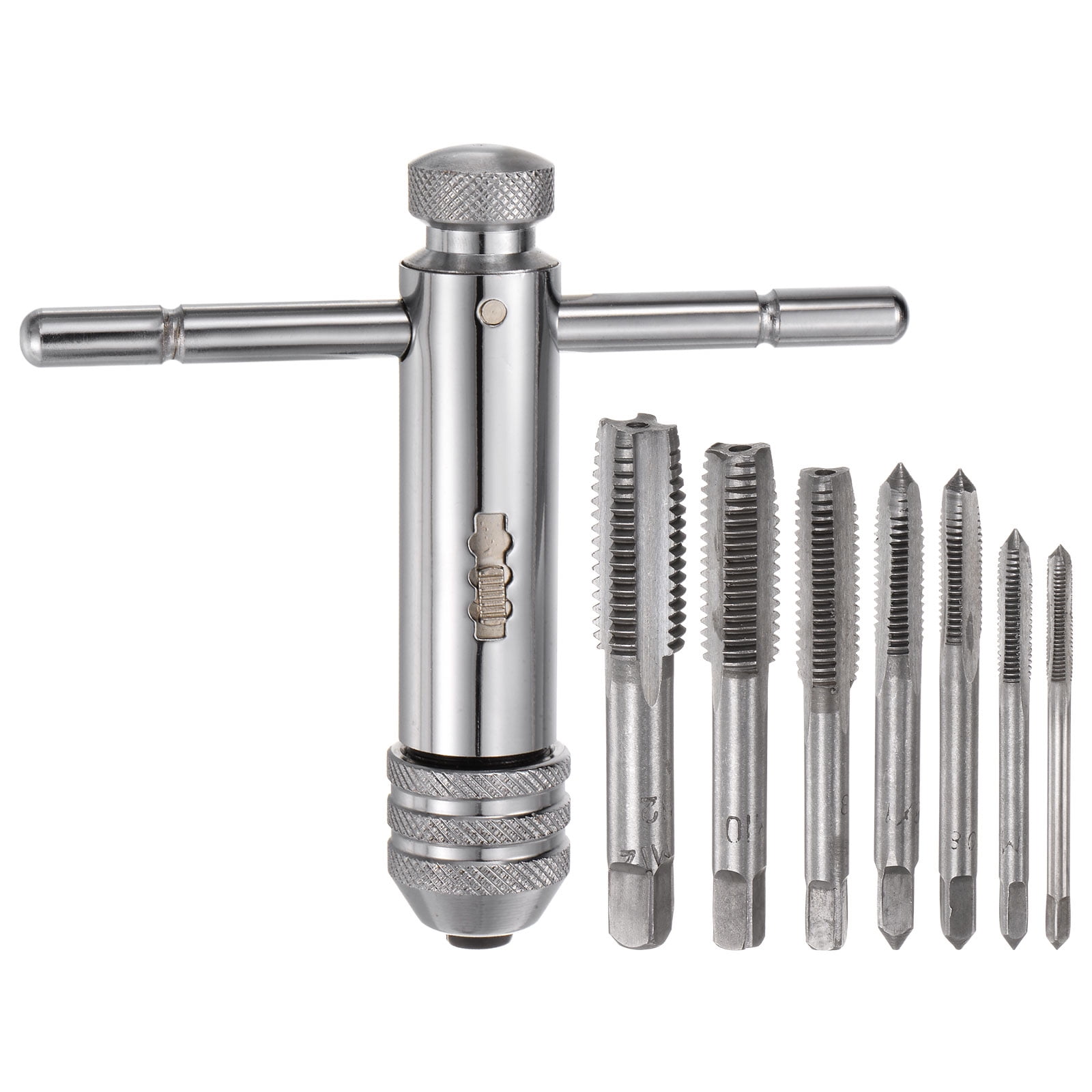 Uxcell M5-M12 Short T-Handle Ratchet Tap Wrench and 7 Packs M3 M4 M5 M6 M8 M10 M12 Metric Thread ...