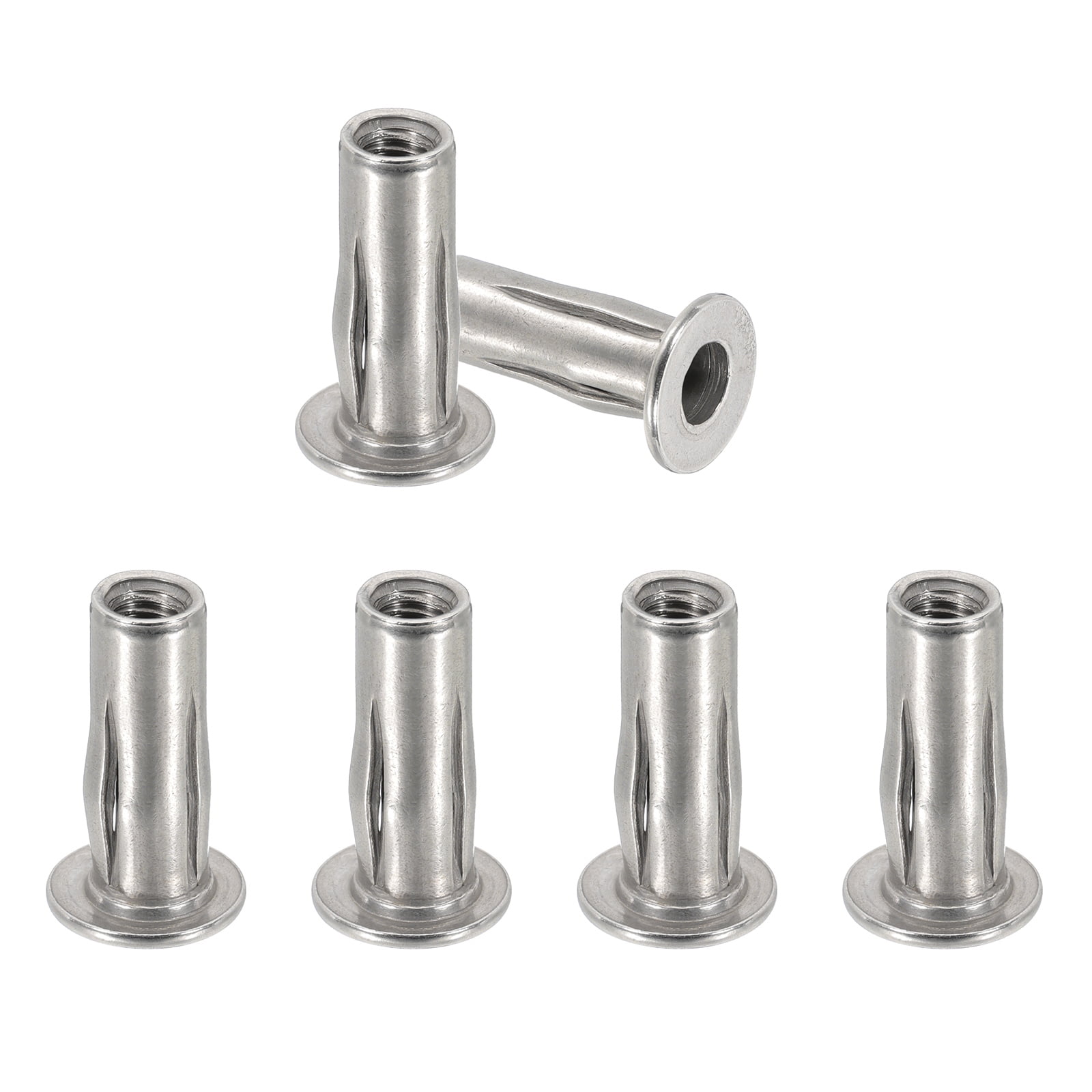 Uxcell M5 Multi-Grip Rivet Nuts Pre-Bulbed Shank Flat Head Threaded Insert Nuts Carbon Steel, 6 ...
