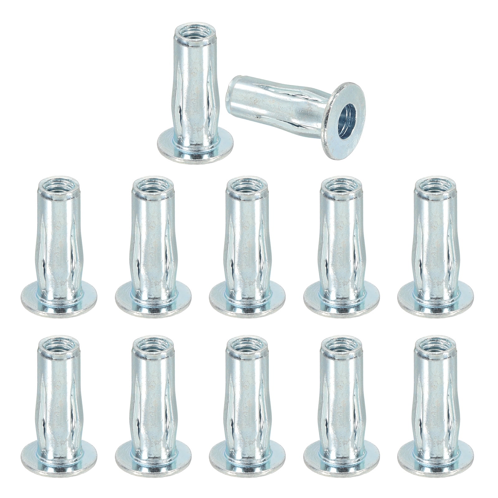 Uxcell M5 Multi-Grip Rivet Nuts Pre-Bulbed Shank Flat Head Threaded Insert Nuts Carbon Steel ...