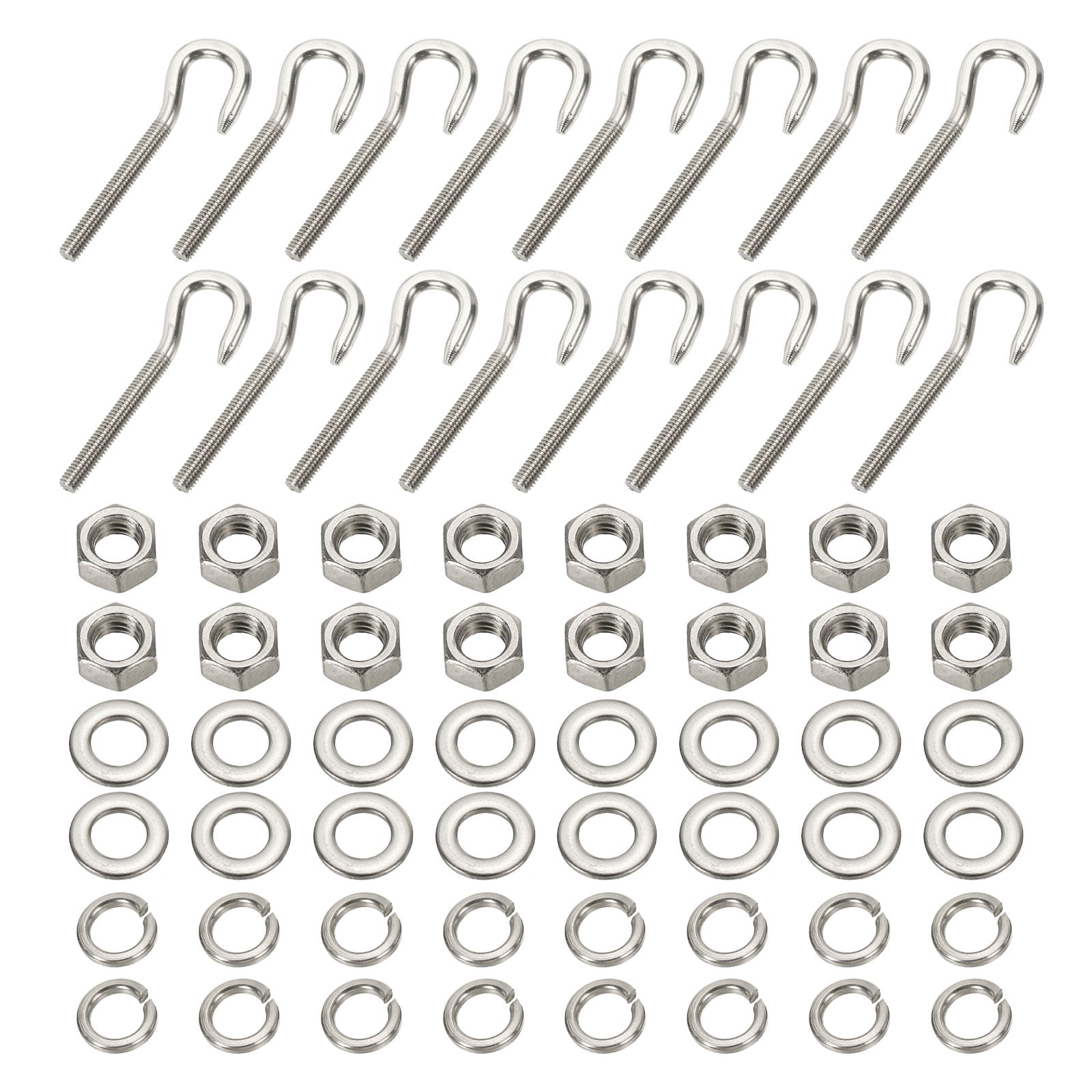 Uxcell M5 Stainless Steel Eye Bolt, 16 Set Hook Eyelet Bolts with Nut ...