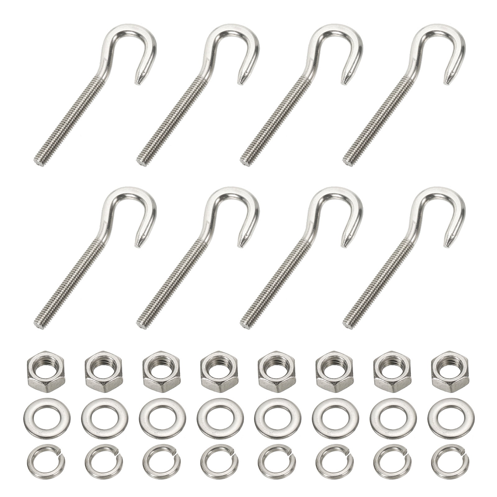 Uxcell M5 Stainless Steel Eye Bolt, 8 Set Hook Eyelet Bolts with Nut ...