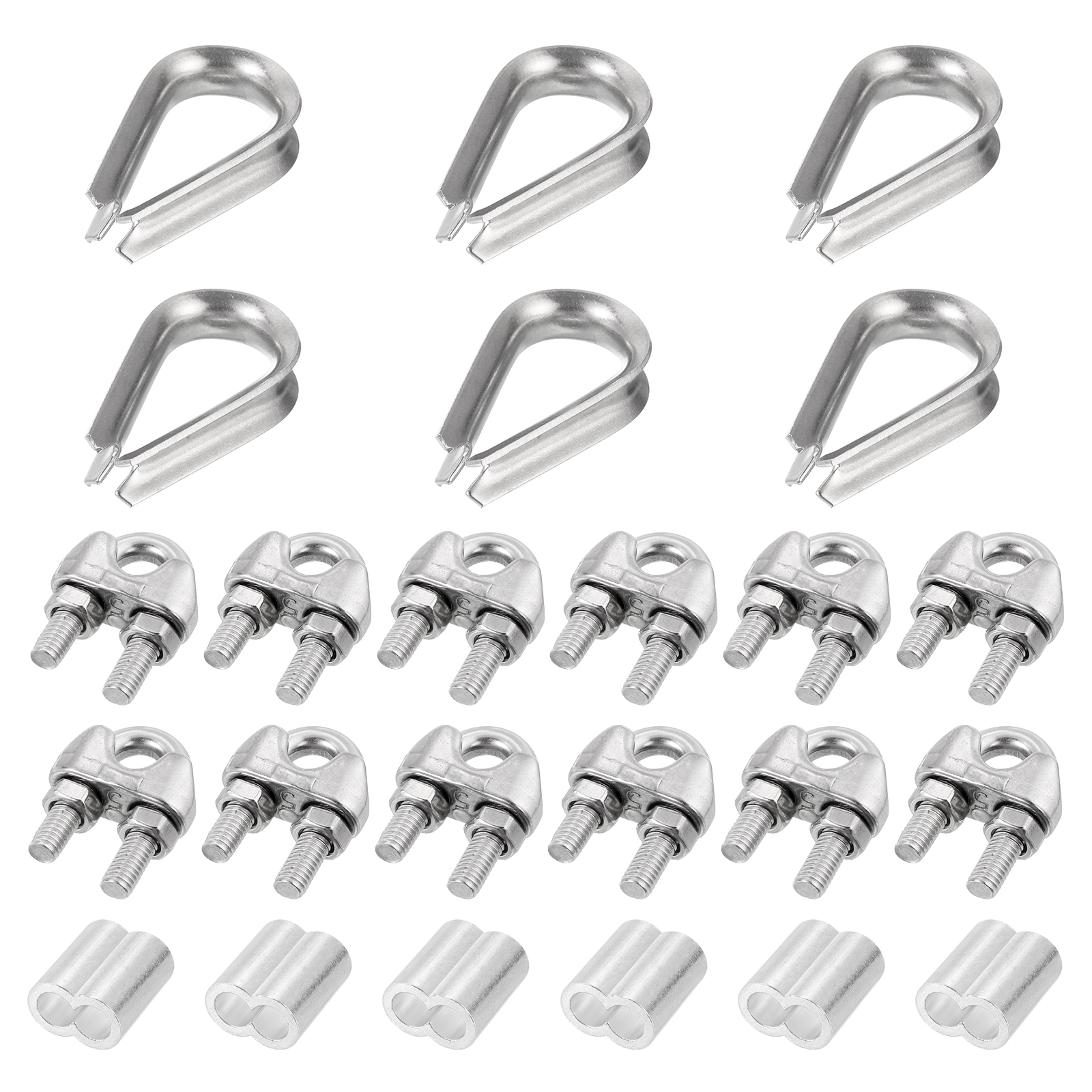 Uxcell M5 Wire Rope Accessory Set for 3/16" Dia, 12Pcs Cable Clip Clamp ...
